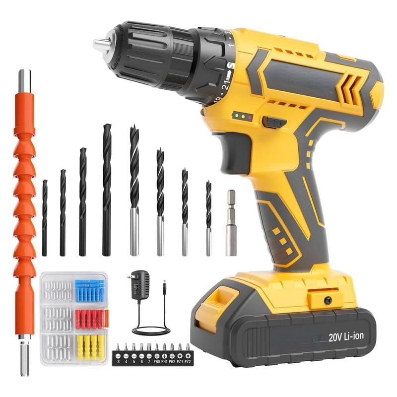 Cordless Drill Set, 20V Electric Power Drill with Battery And Charger ...