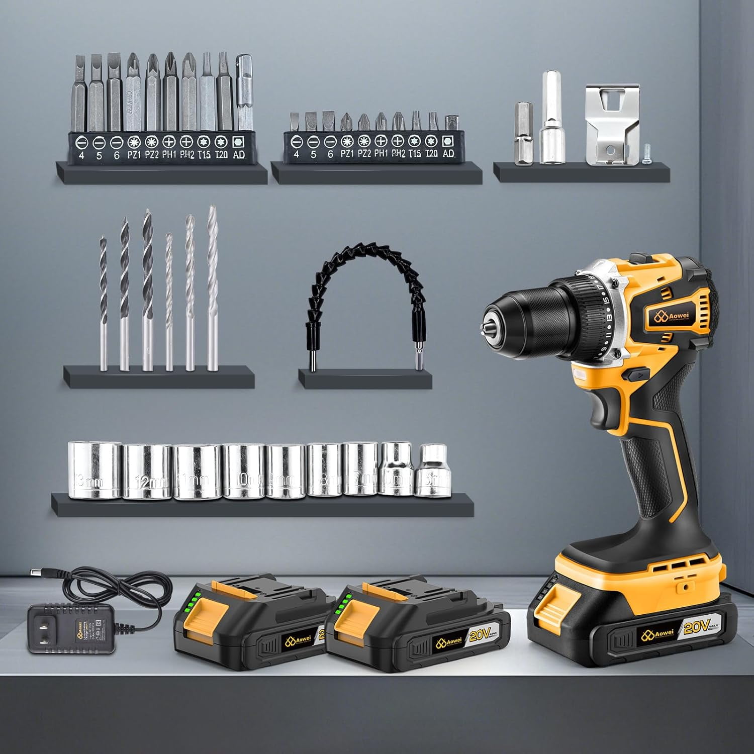 Cordless Drill Set/Driver, 20V Electric Power Drill With Battery And ...