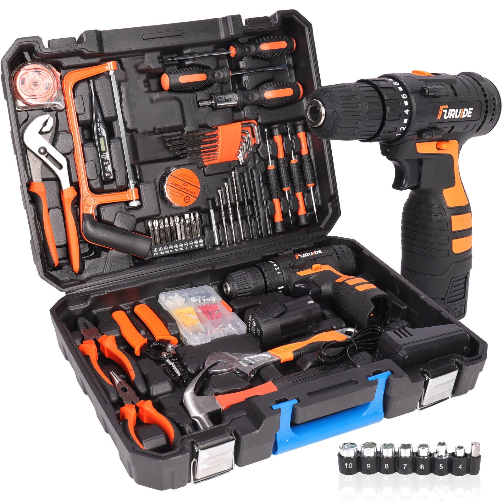 Cordless Drill Set Electric Drill Power Tool Kit, 120PCS Drill Set ...