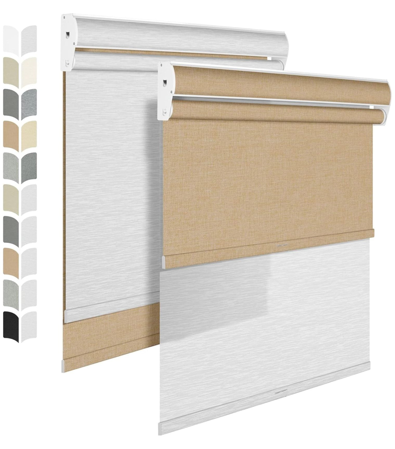 Cordless Dual Shades with Cassette Valance,Double Window Shades ...