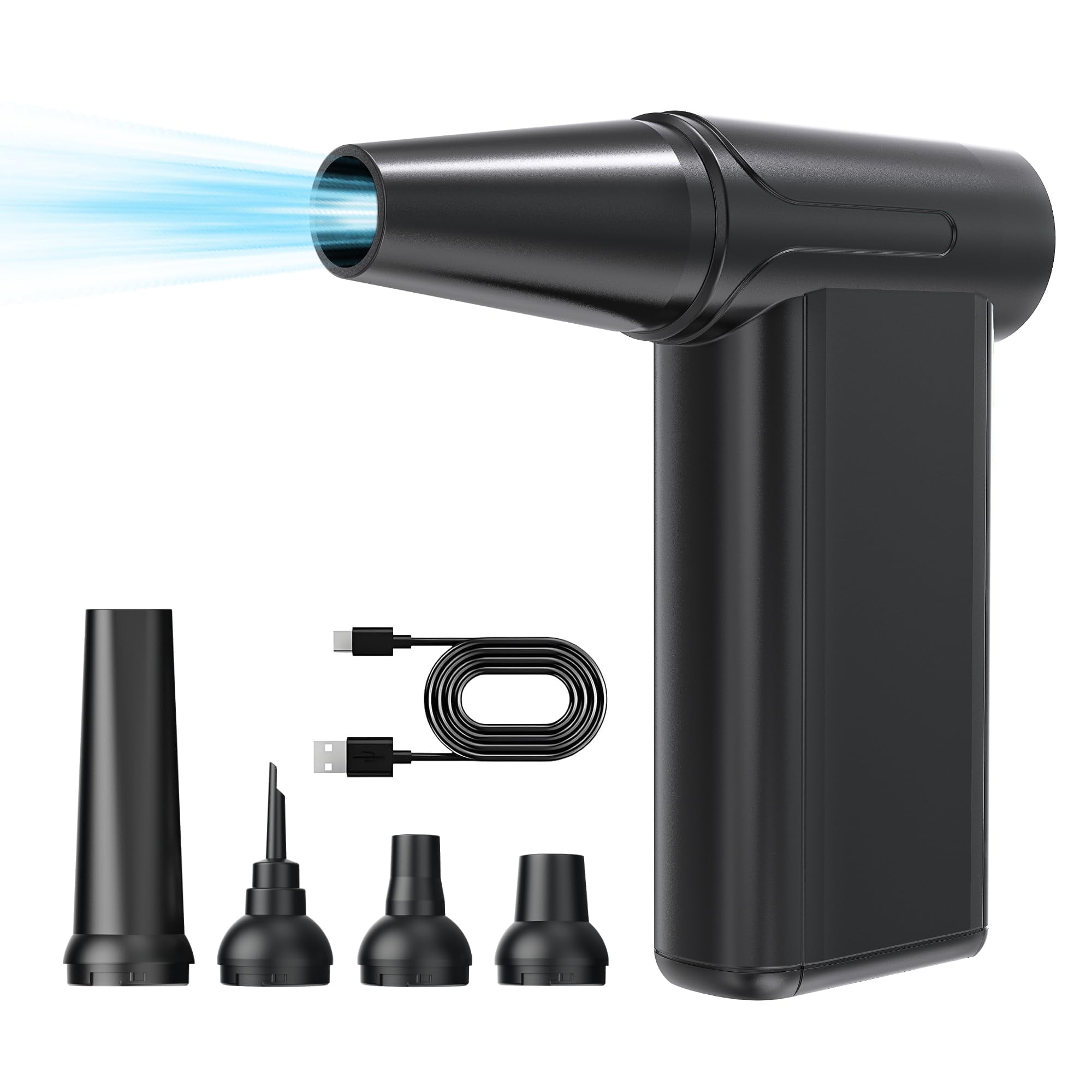 Cordless Electric Air Duster, 110000 RPM Turbo Jet Fan with LED, 8-Gear ...