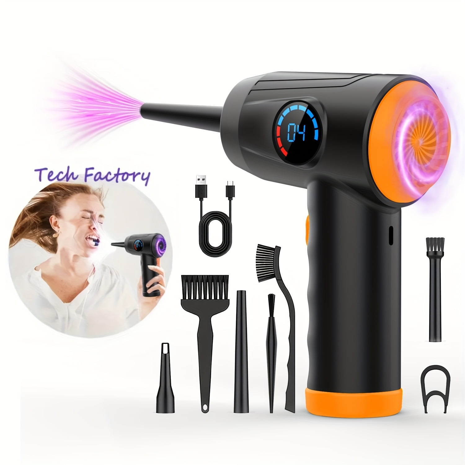 Cordless Electric Air Duster with 51000 RPM High Power Blower, 4 ...