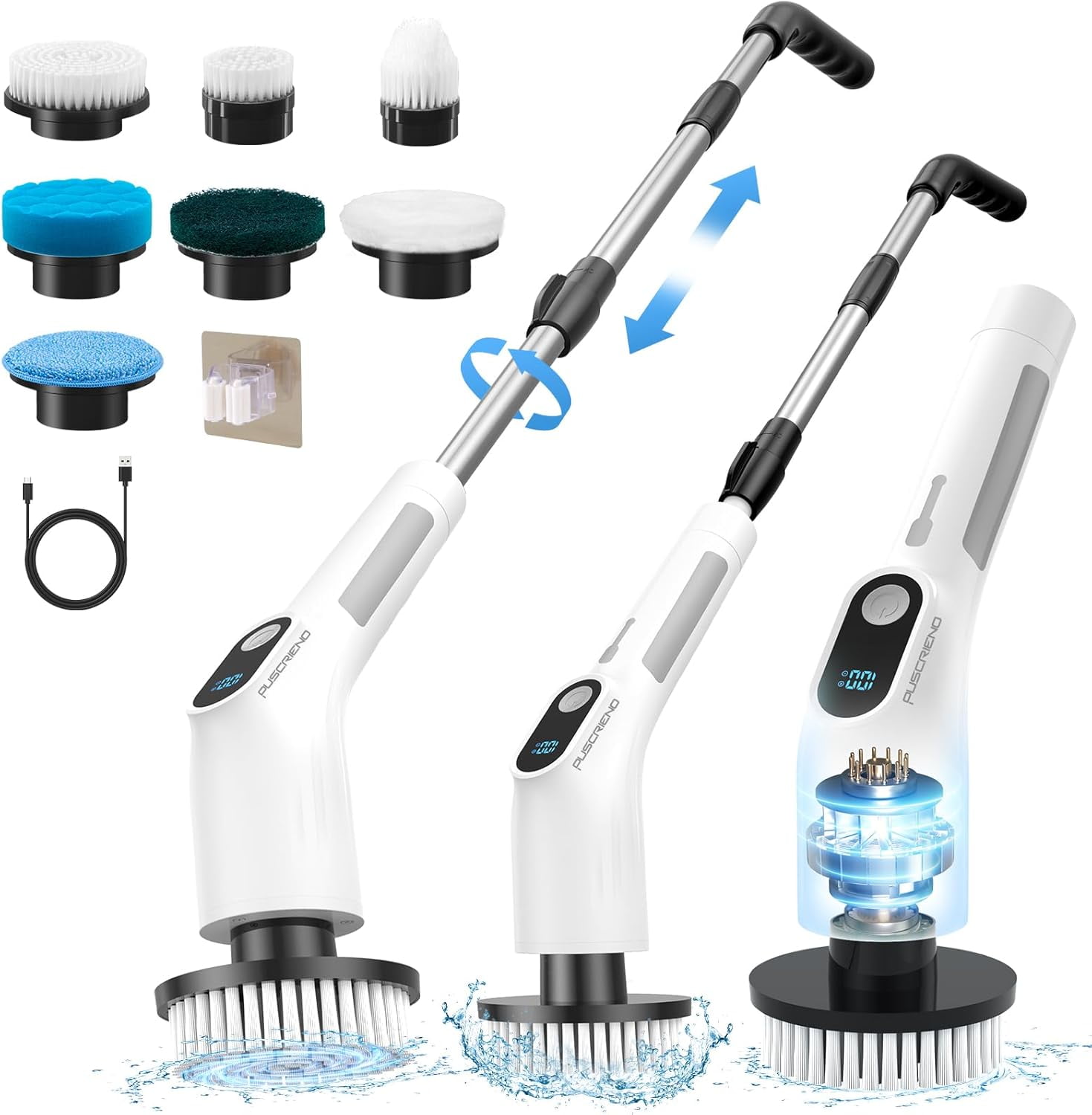 Cordless Electric Cleaning Brush, Electric Spin Scrubber with 7 ...