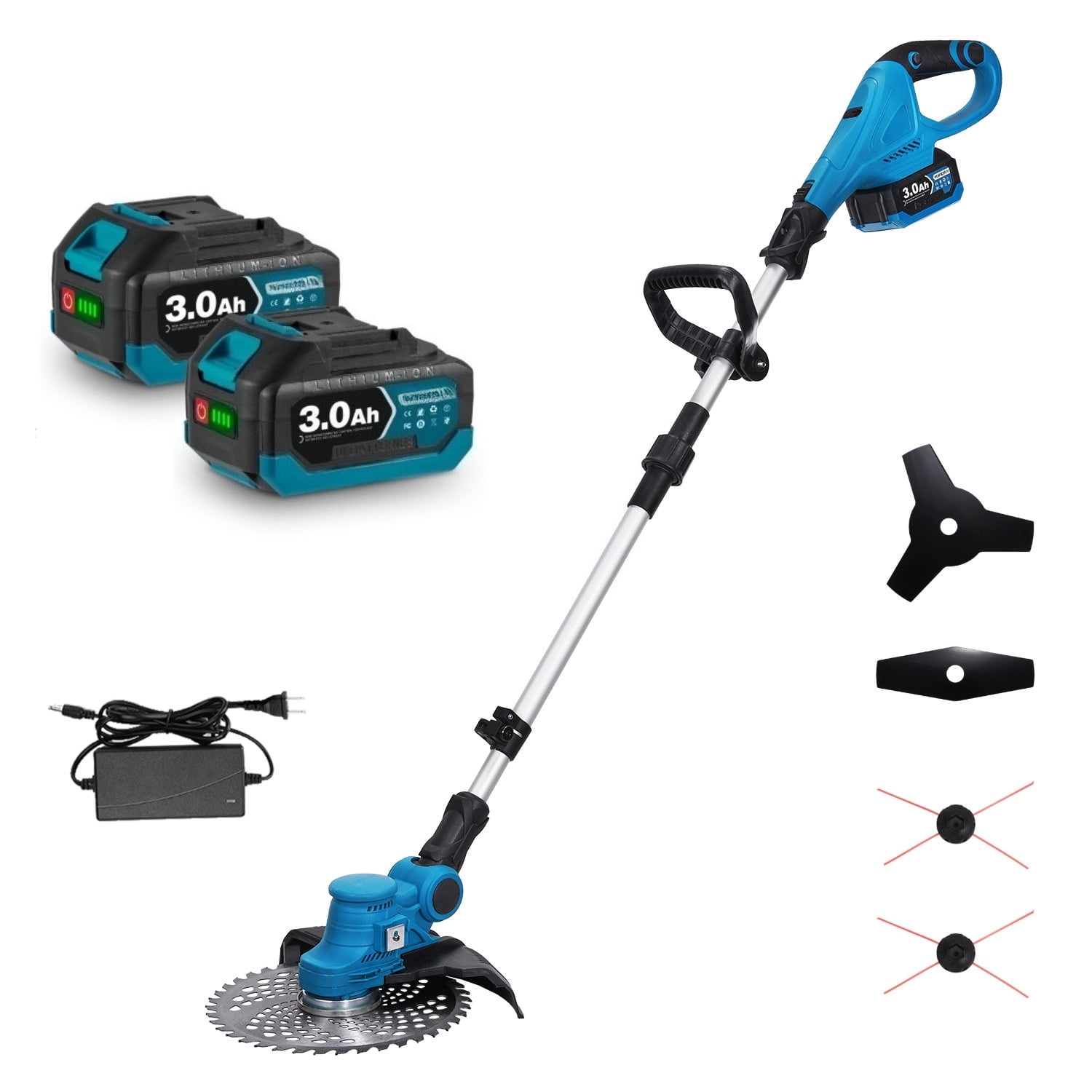 Cordless Electric Grass Trimmer & Lawn Edger with 2 Batteries for Yard ...