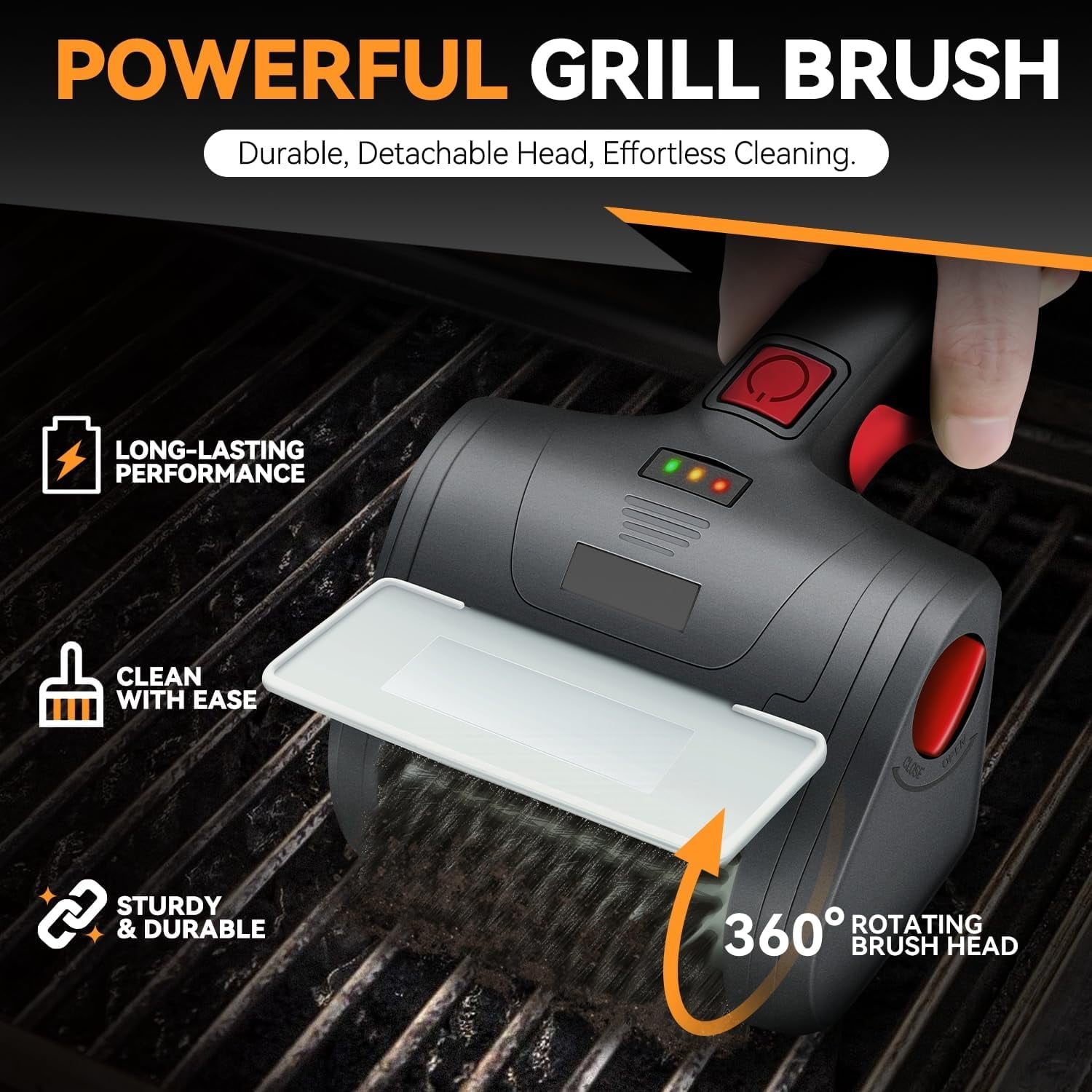 Cordless Electric Grill Brush with Rotating , 8V Rechargeable BBQ ...