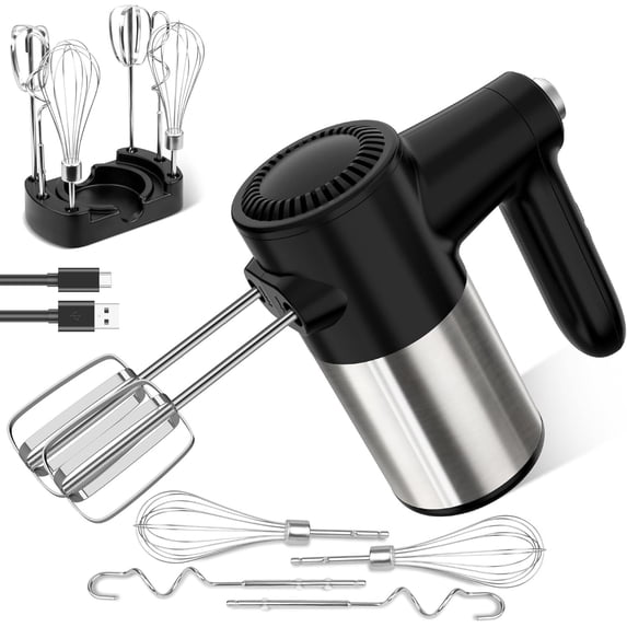Cordless Electric Hand Mixer, 7 Speed Rechargeable Handheld Mixer with ...