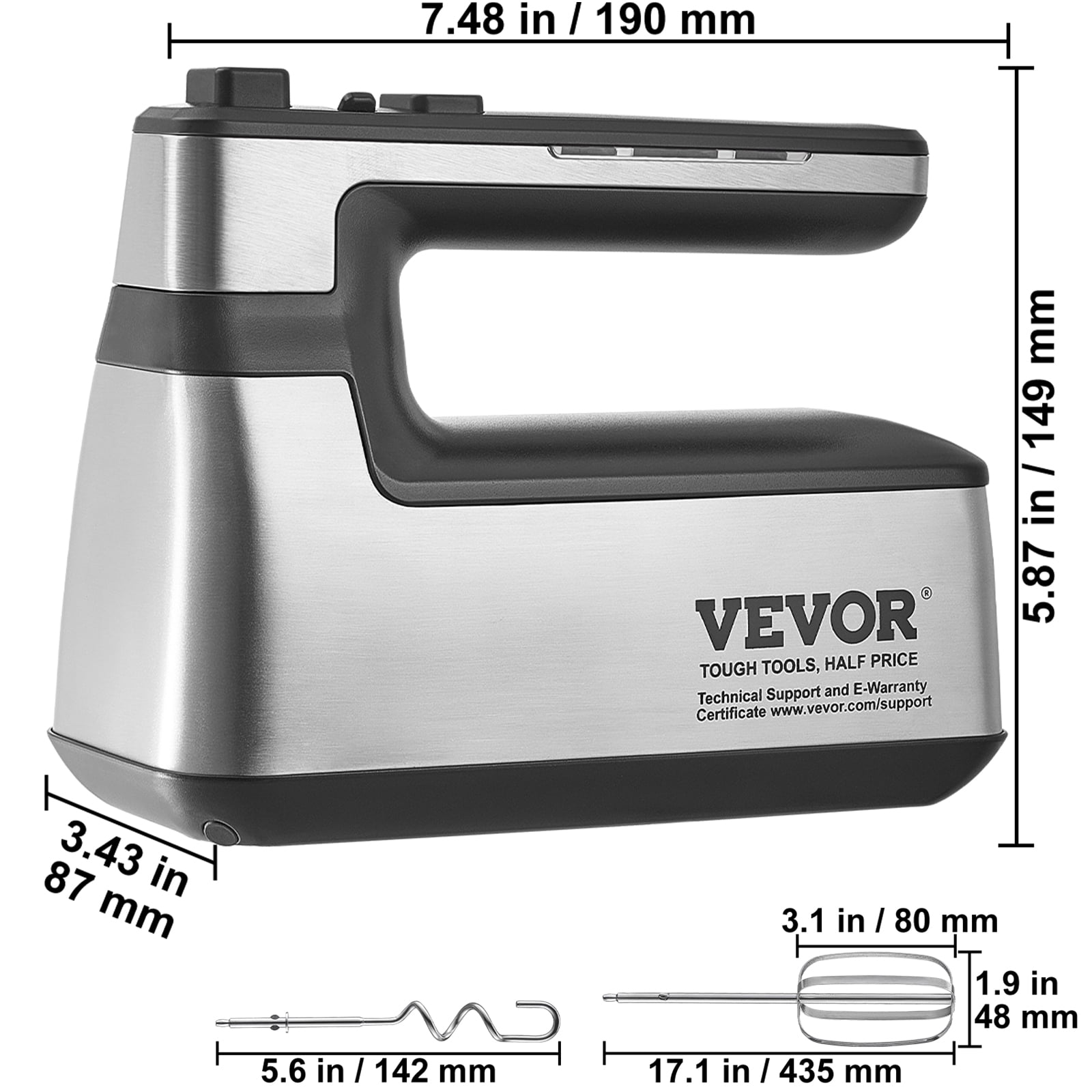 Cordless Electric Hand Mixer, Variable Speed Handheld Mixer for ...