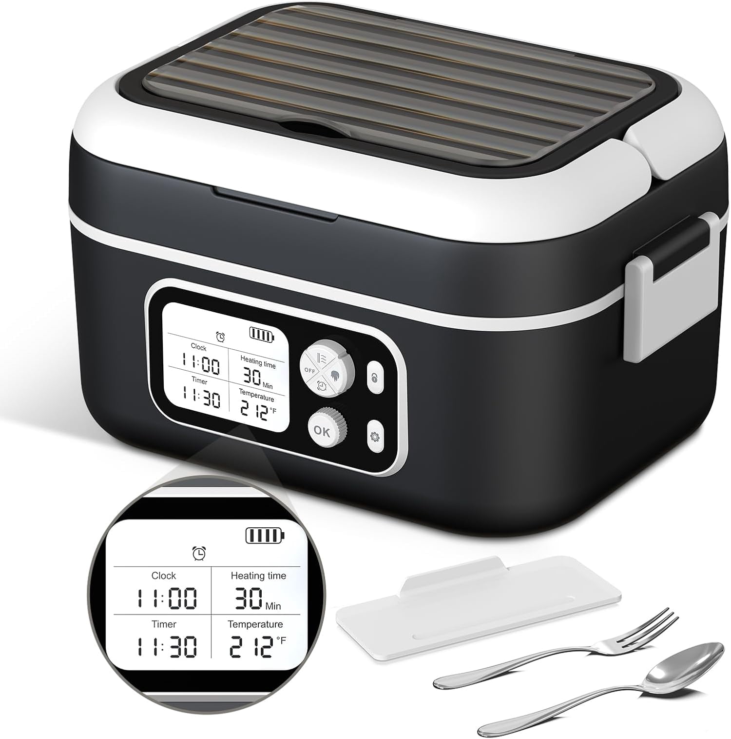 Cordless Electric Heated Lunch Box, 1.5L 6.3Cups 24000mAh Rechargeable ...