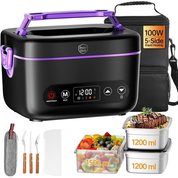 Cordless Electric Heated Lunch Box, 2x1.2L Portable Food Warmer Upgared ...