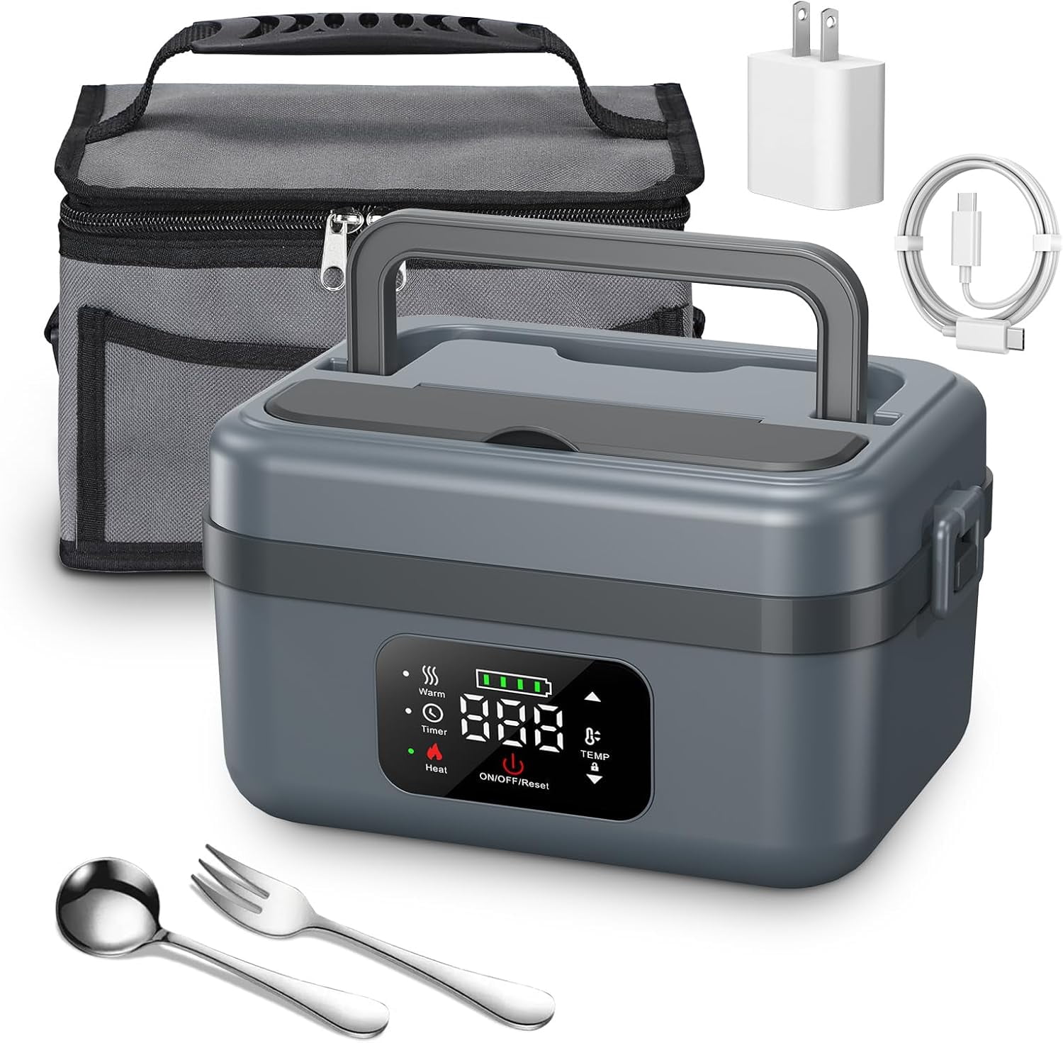 Cordless Electric Heated Lunch Box for Adults Men Women, Rechargeable ...