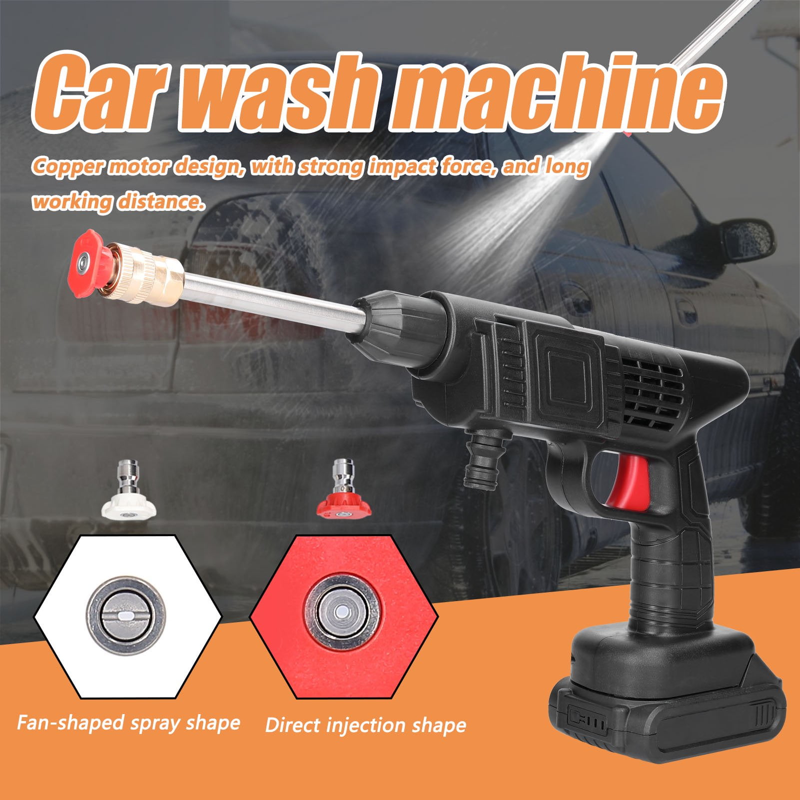 Cordless Electric High Pressure Water Spray Car Gun, 288VF Portable Washer Cleaner Yard ...