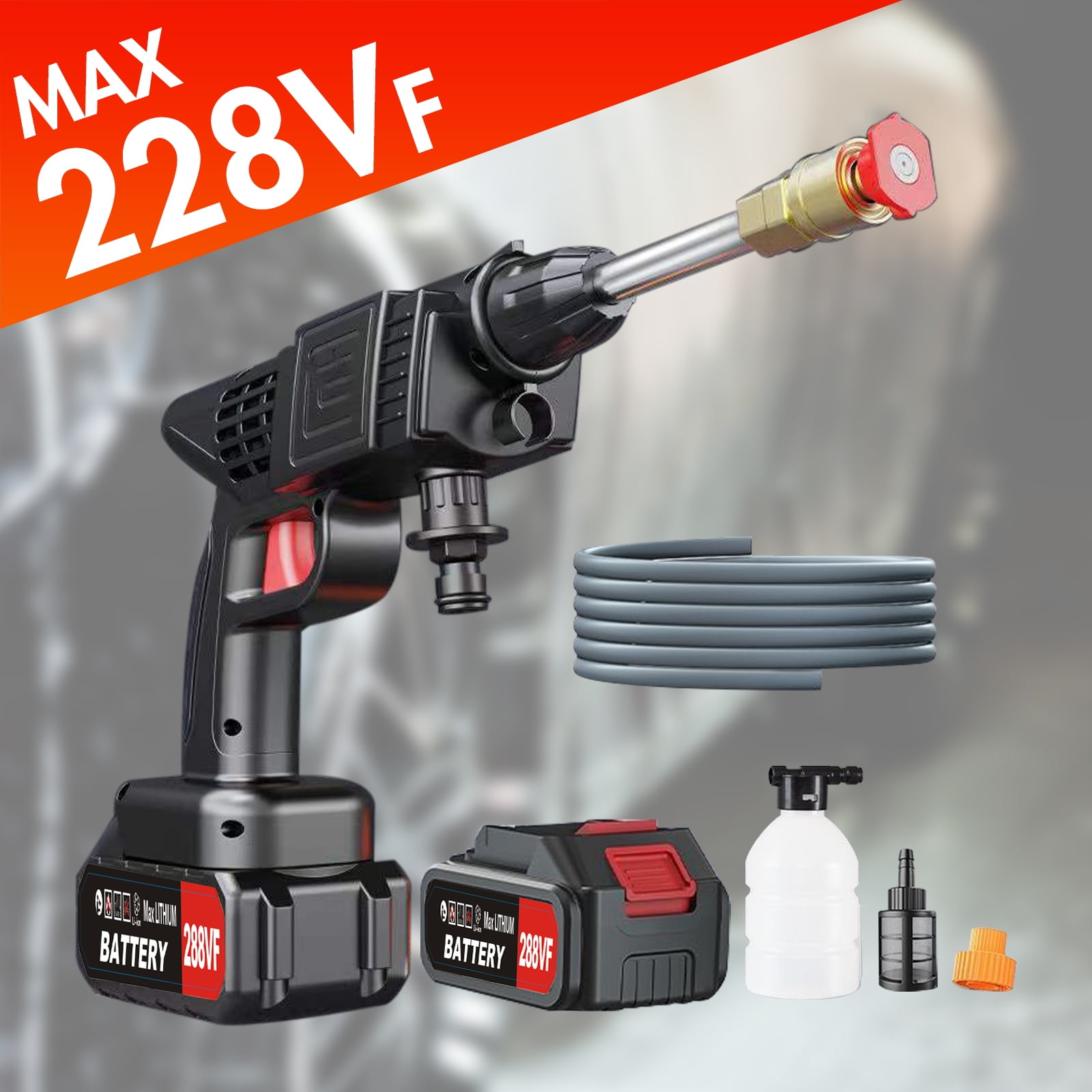 Cordless Electric High Pressure Water Spray Car Gun Portable Washer Cleaner Yard Garden ...