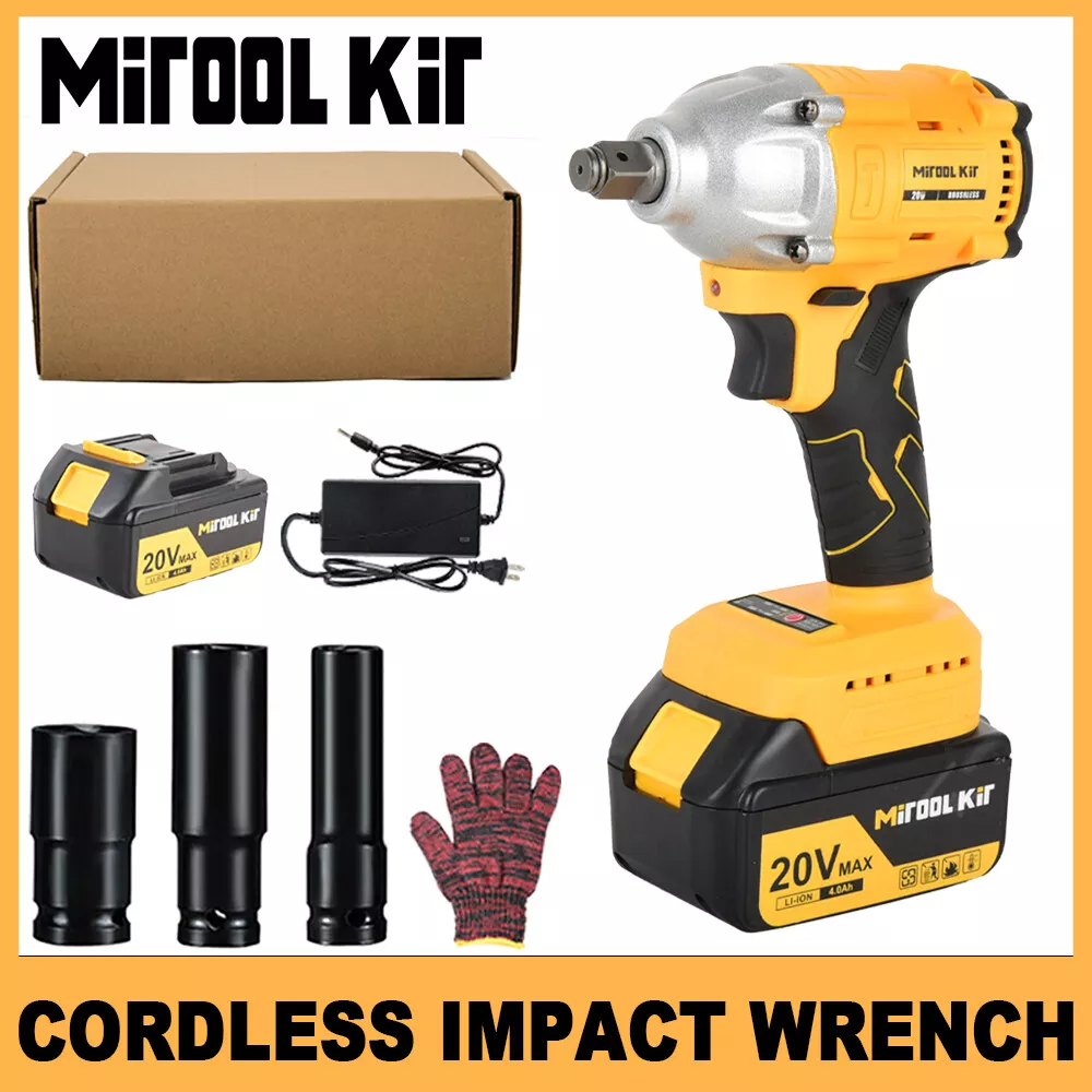 Cordless Electric Impact Wrench Brushless Rattle Gun 1/2" Driver 1 ...