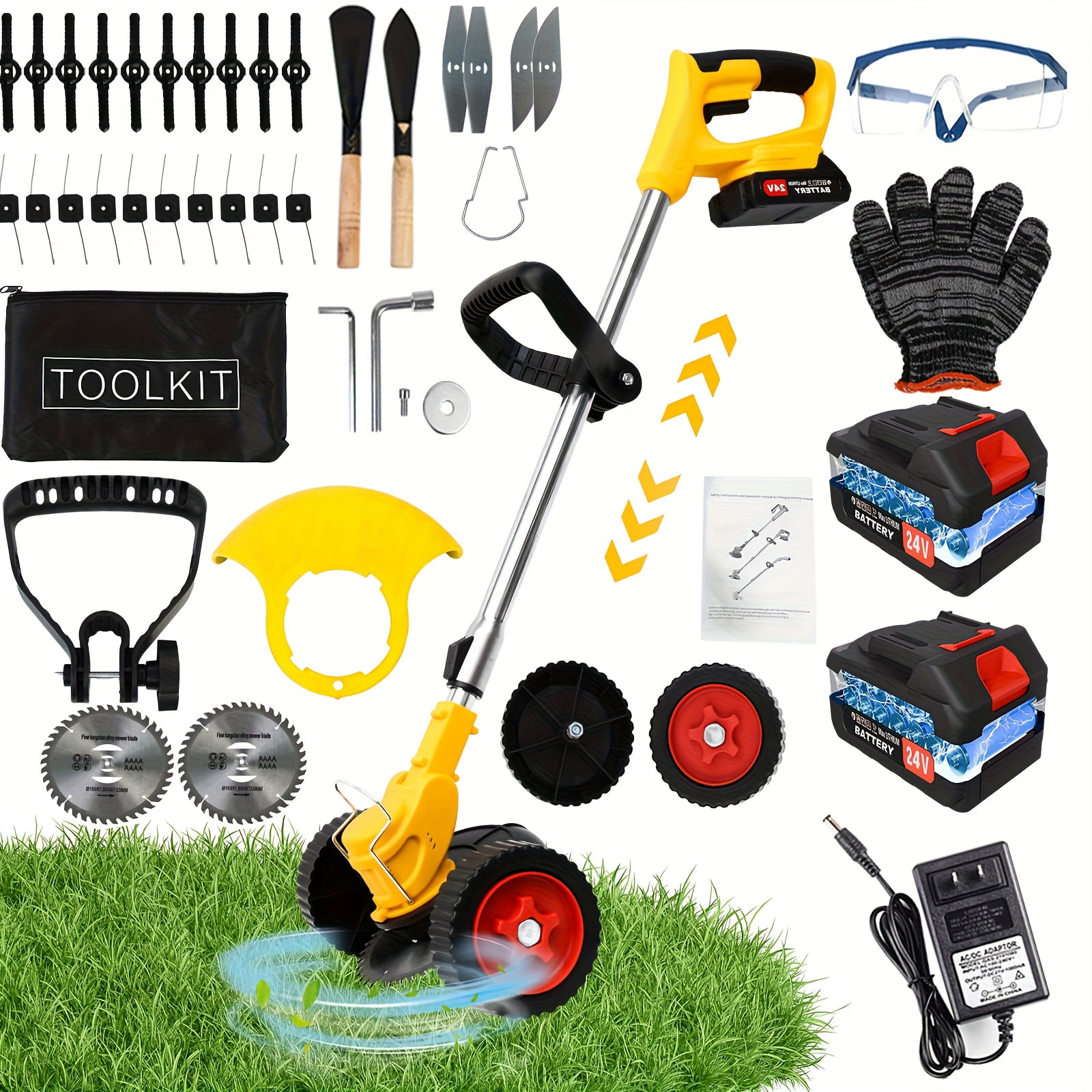 Cordless Electric Lawn Mower, Lithium Battery Powered Portable Grass ...