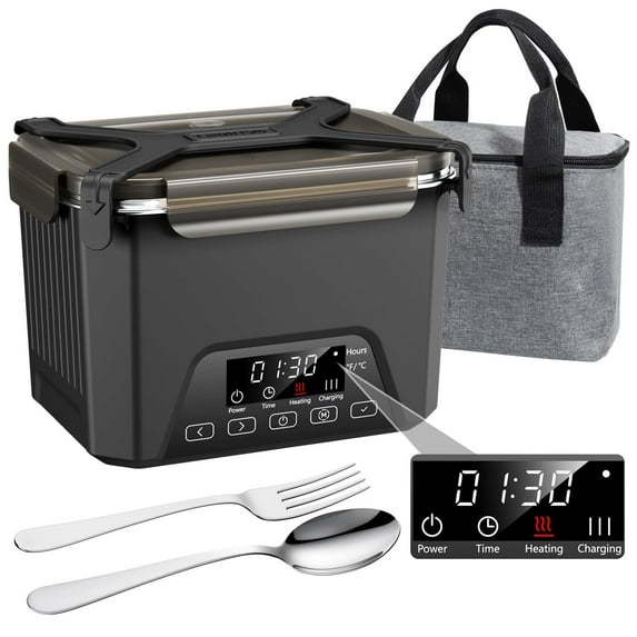 Cordless Electric Lunch Box, 1.2L Self Heating Lunch Box Battery ...