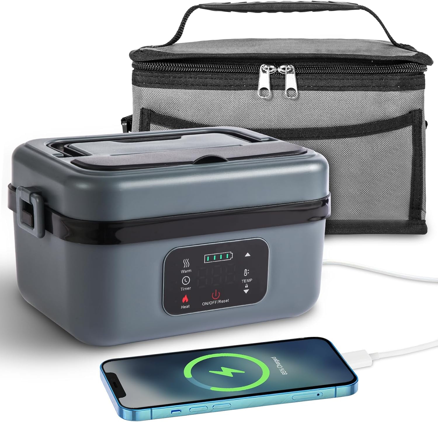 Cordless Electric Lunch Box, 16000mAh Battery Powered Heated lunch box ...