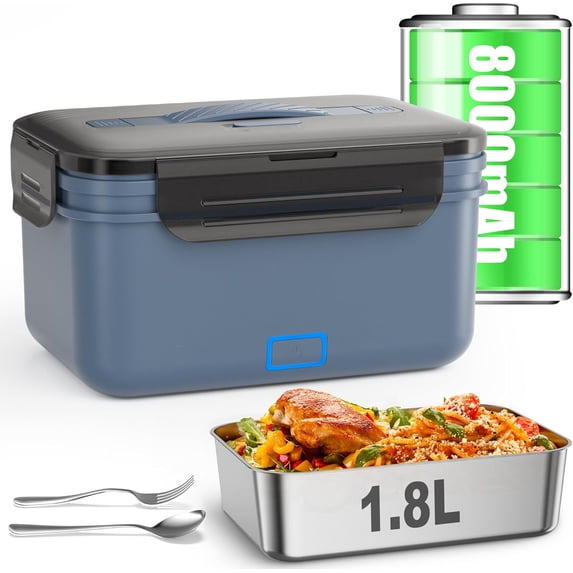 Cordless Electric Lunch Box for Adults, 1.8L Rechargeable Portable Food ...