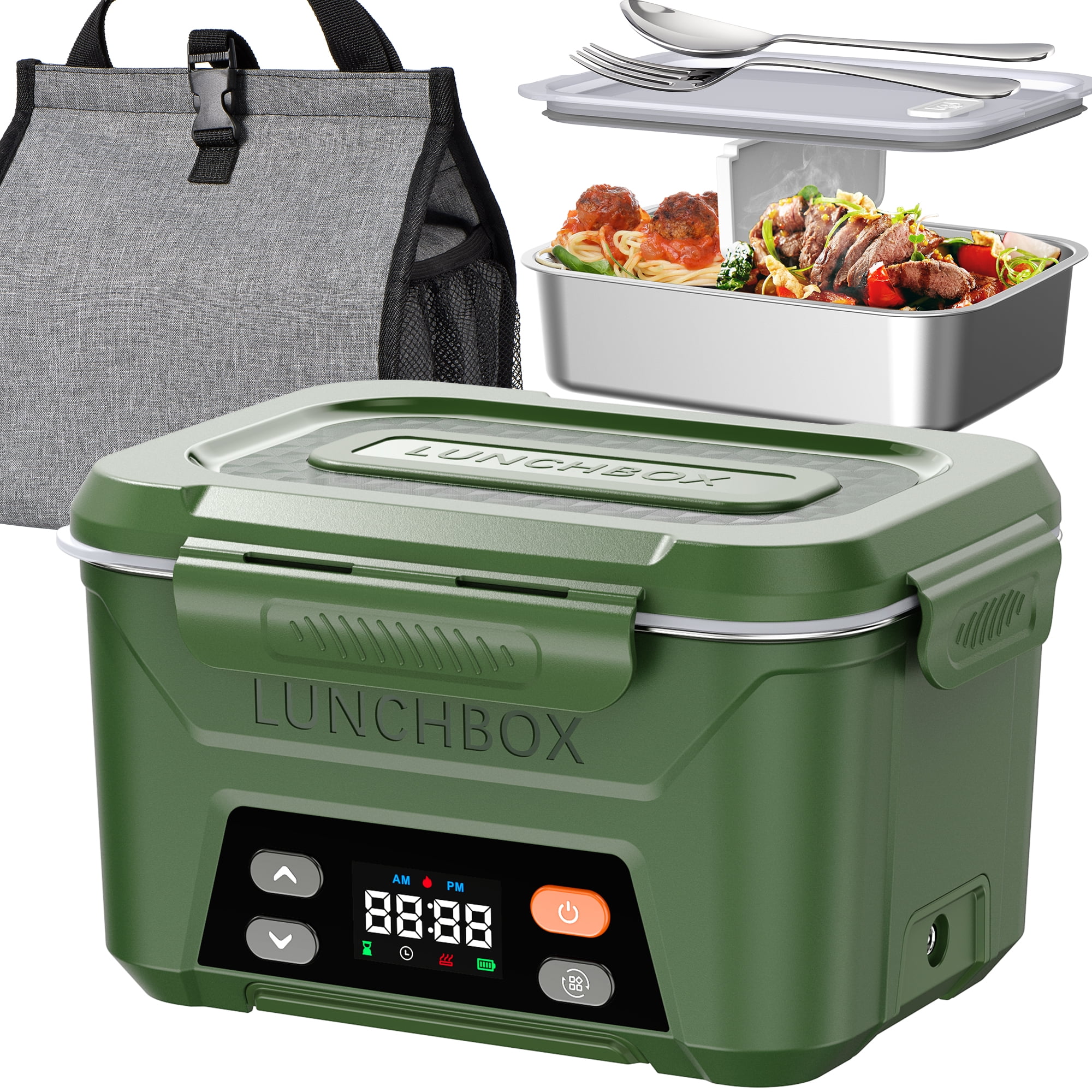 Cordless Electric Lunch Box for Adults, 5.5 Cups Self Heating Lunch Box ...