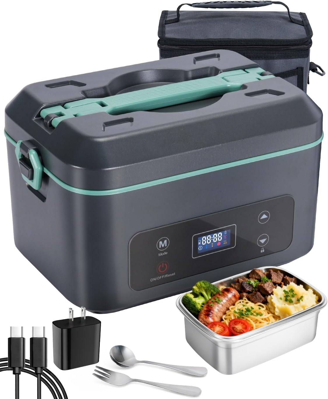 Cordless Electric Lunch Box for Adults, Heated Battery Powered with 5 ...