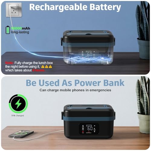 Cordless Electric Lunch Box for Adults, Men & Women, Heated Lunch box ...