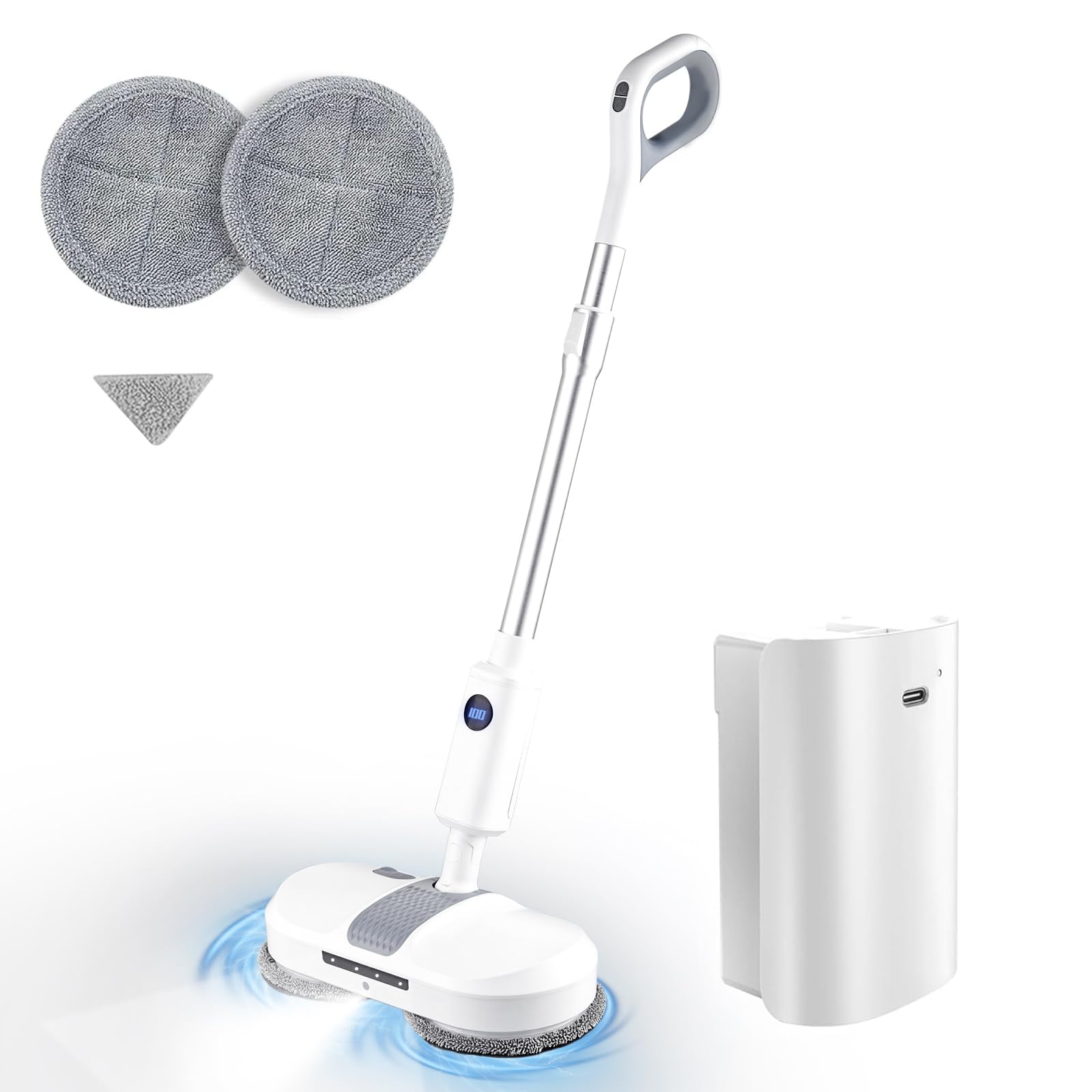 Cordless Electric Mop, Dual Motor Powerful Spin Mop 2000 mAh, Floor ...