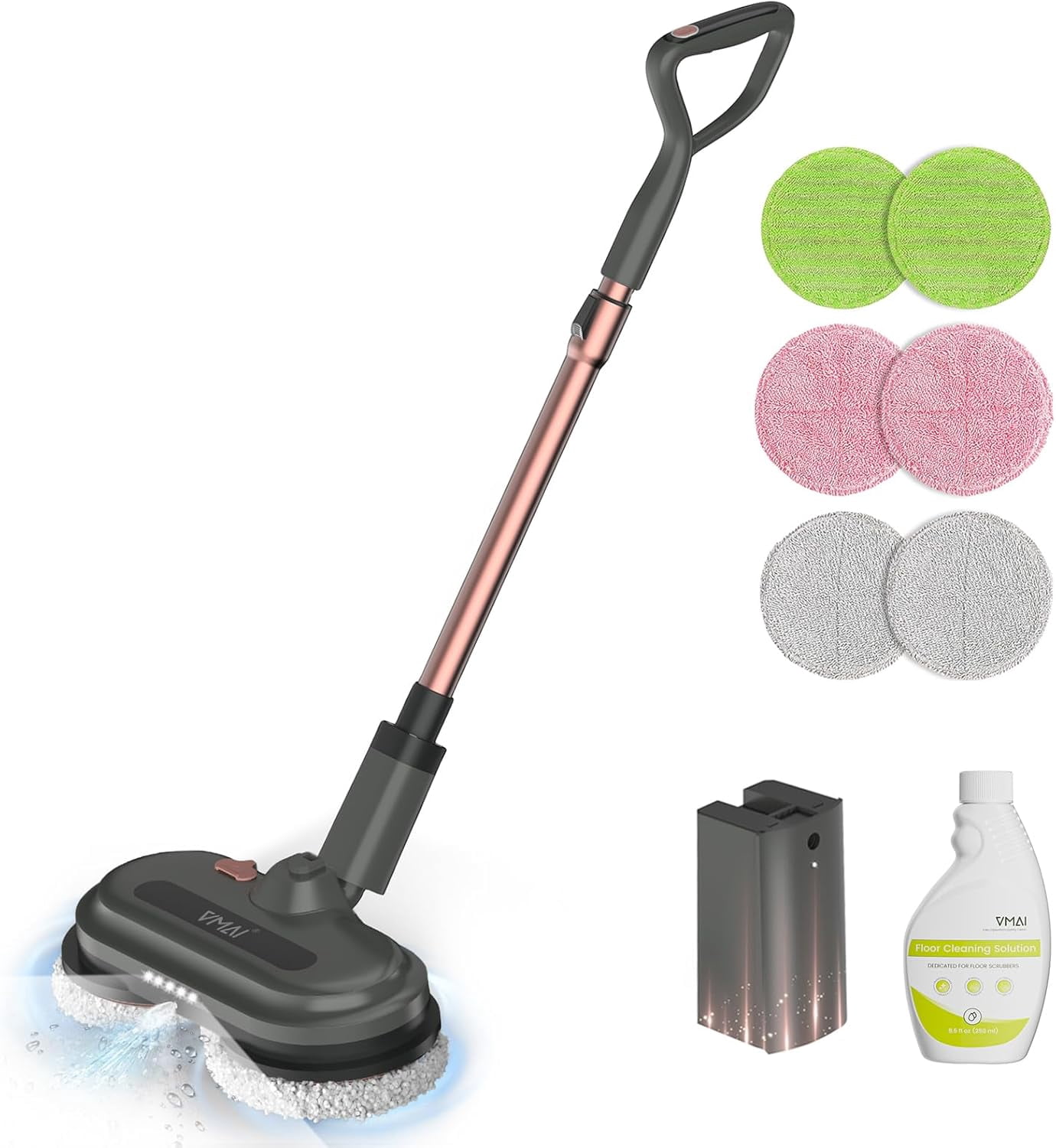 Cordless Electric Mop, Electric Floor Cleaner with Water Sprayer & LED ...
