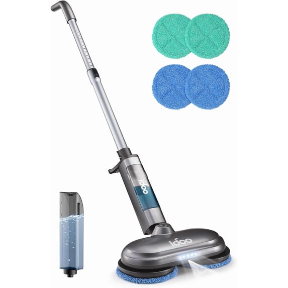 Cordless Electric Mop with Water Spray & LED Headlight, 350ml Tank ...