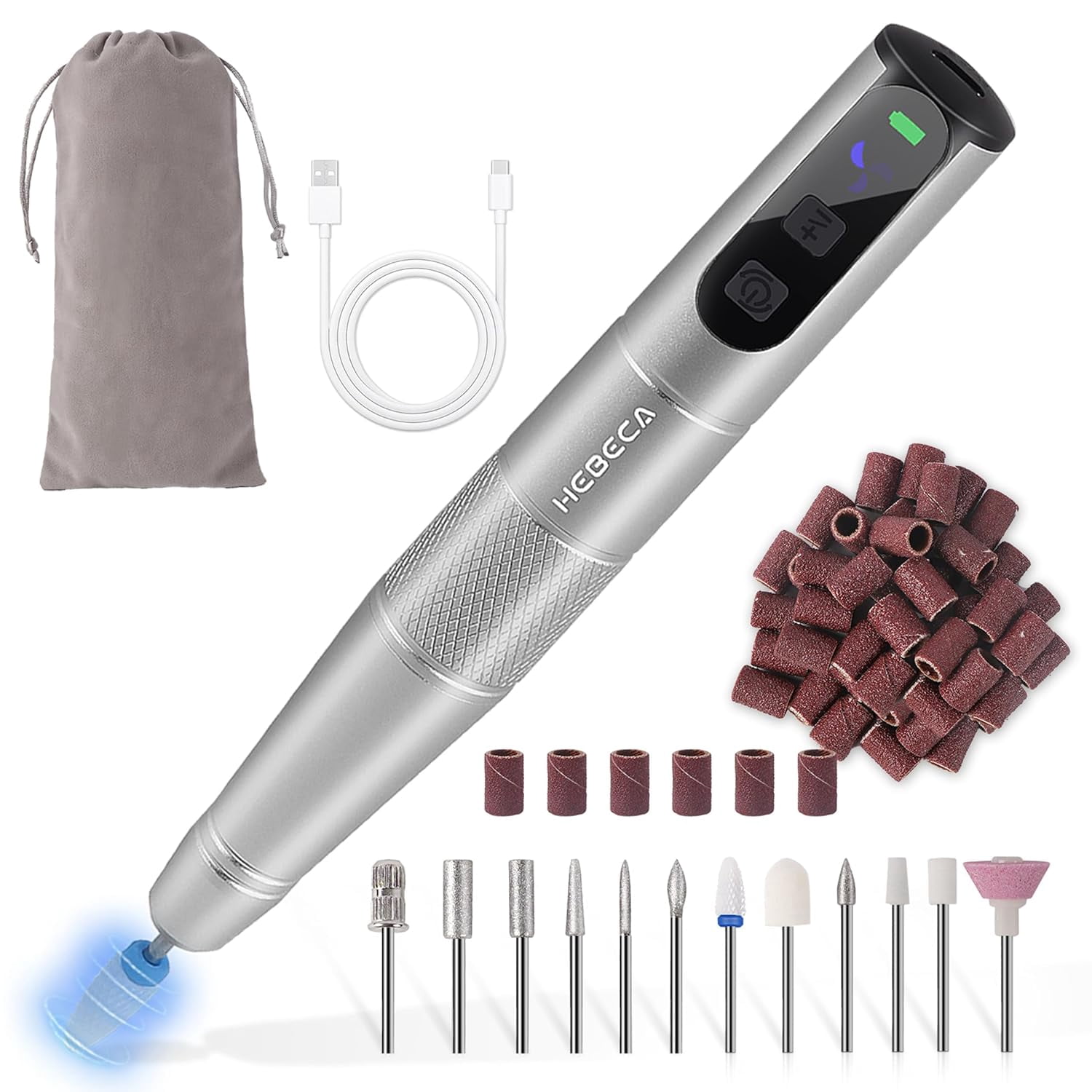 Cordless Electric Nail Drill for Acrylic Nails, Portable Rechargeable ...