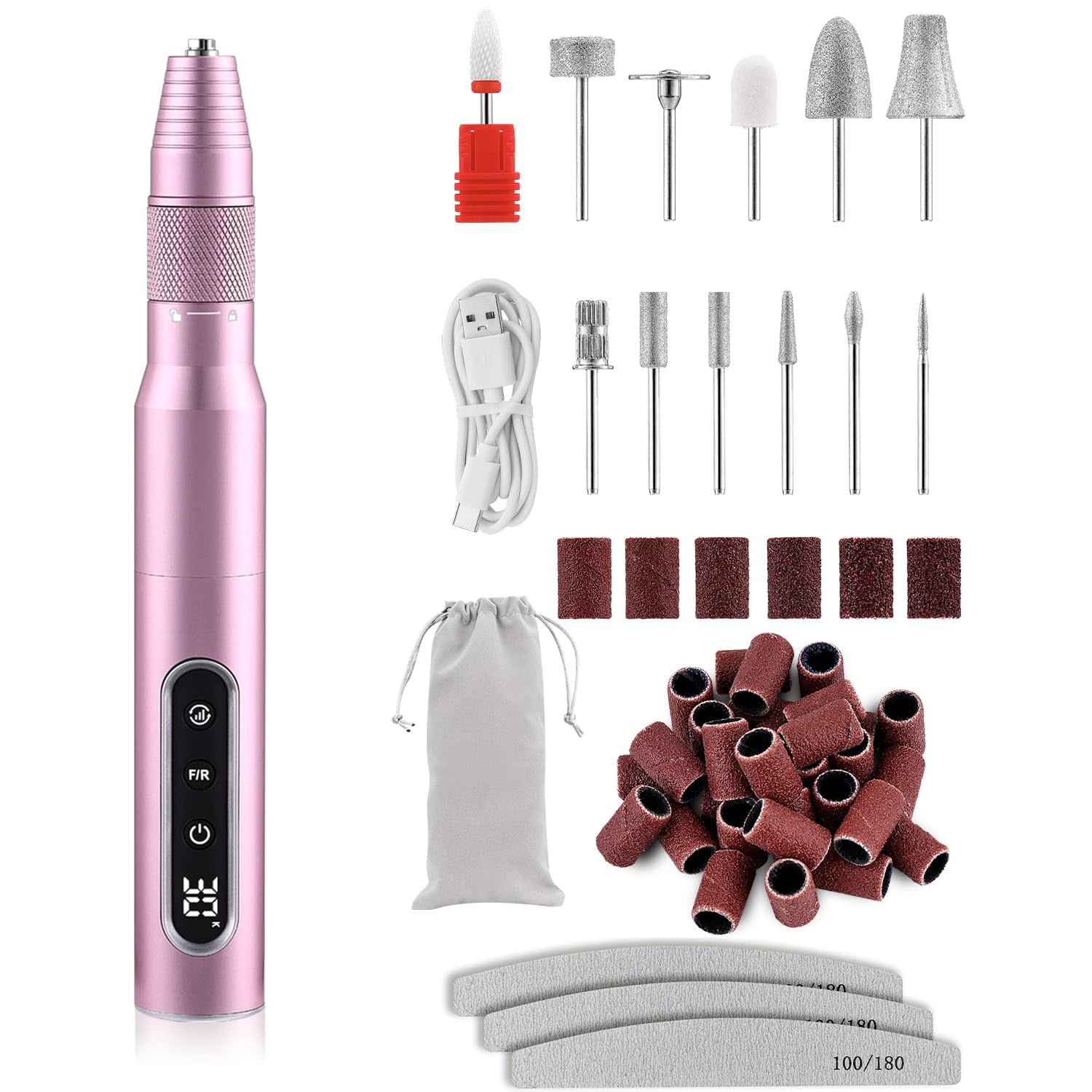 Cordless Electric Nail Drill Professional, 30000RPM Portable Nail File ...