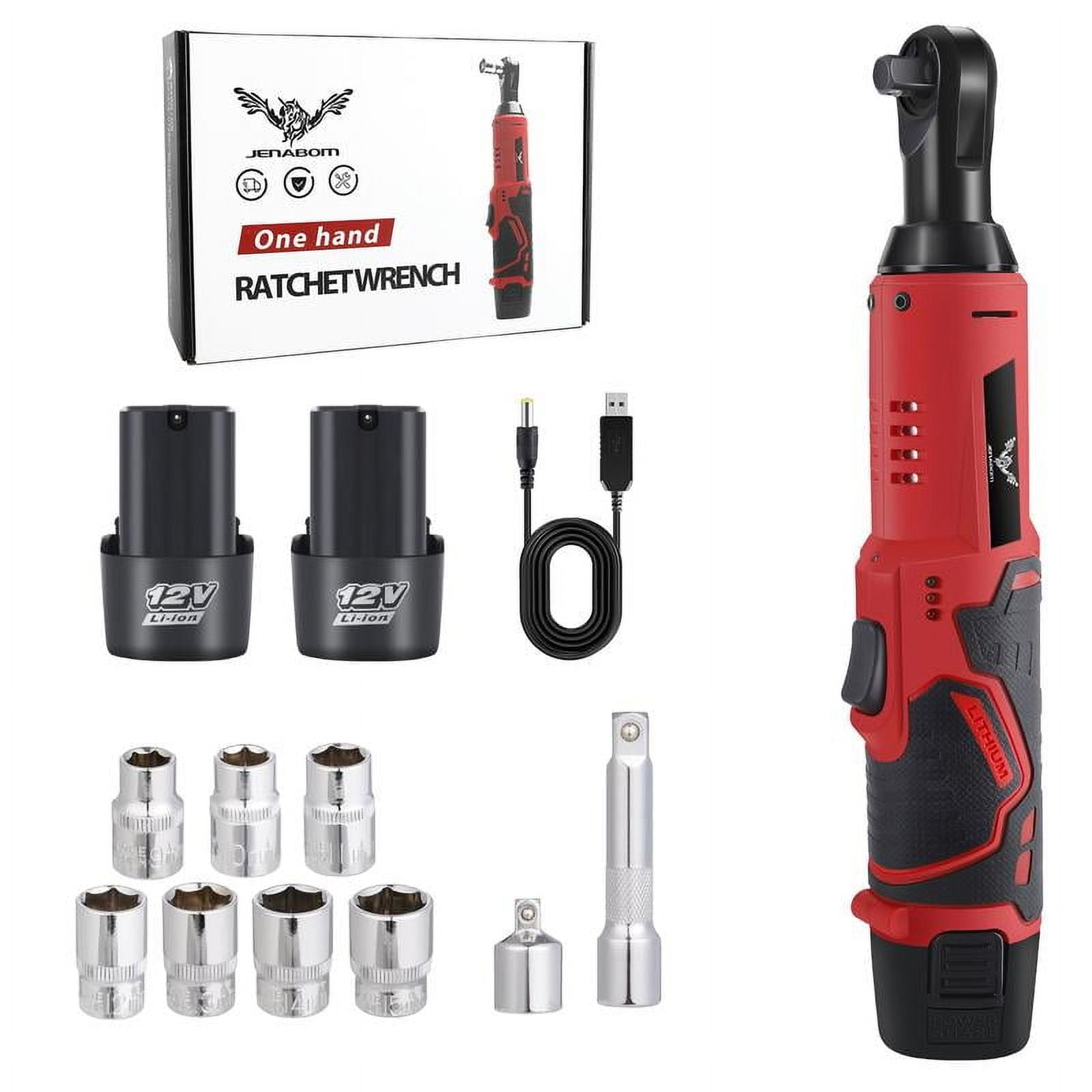 Cordless Electric Ratchet Wrench Set 12V Electric Ratchet Tool Kit with ...