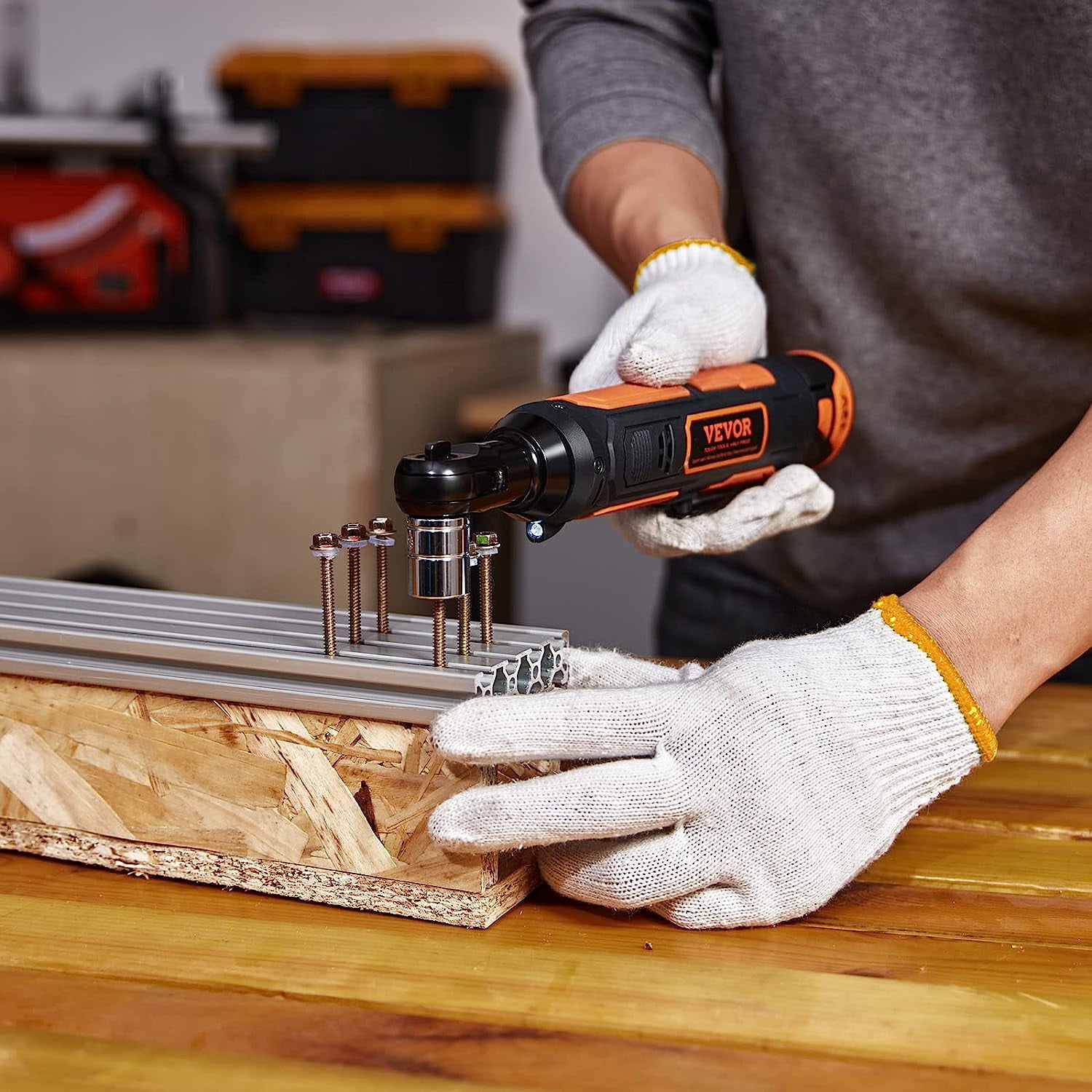 Cordless Electric Ratchet Wrench Set 3/8", 12V 33 Ft-lbs Power Ratchet ...