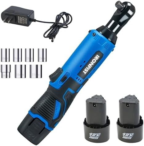 Cordless Electric Ratchet Wrench Set, 3/8" 12V Power Ratchet Driver, 2 ...