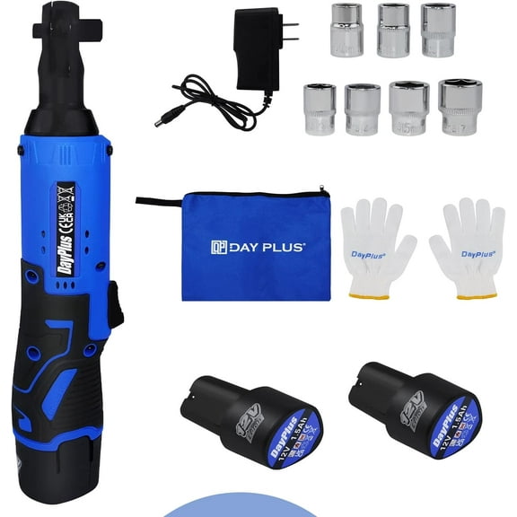 Cordless Electric Ratchet Wrench Set, 3/8" 12V Power Ratchet Tool Kit ...