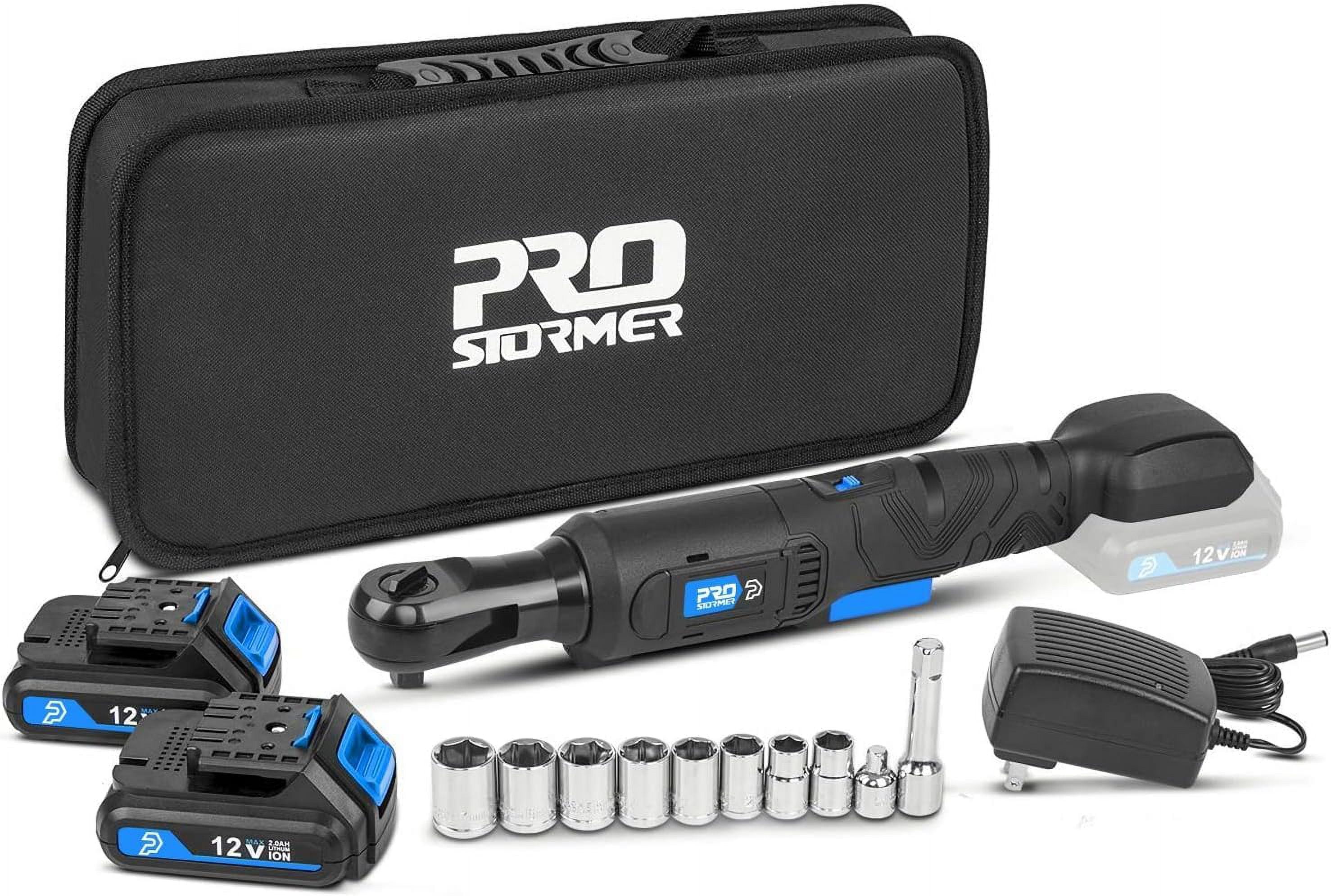 Cordless Electric Ratchet Wrench Set 55Ft-lbs, 3/8" 12V Max Power ...