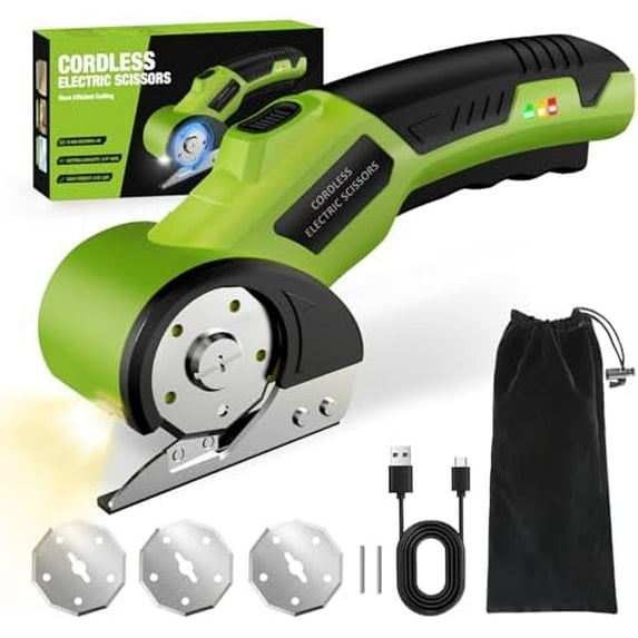 Cordless Electric Scissors：4V Rechargeable Cardboard Cutter, 3 Blades ...