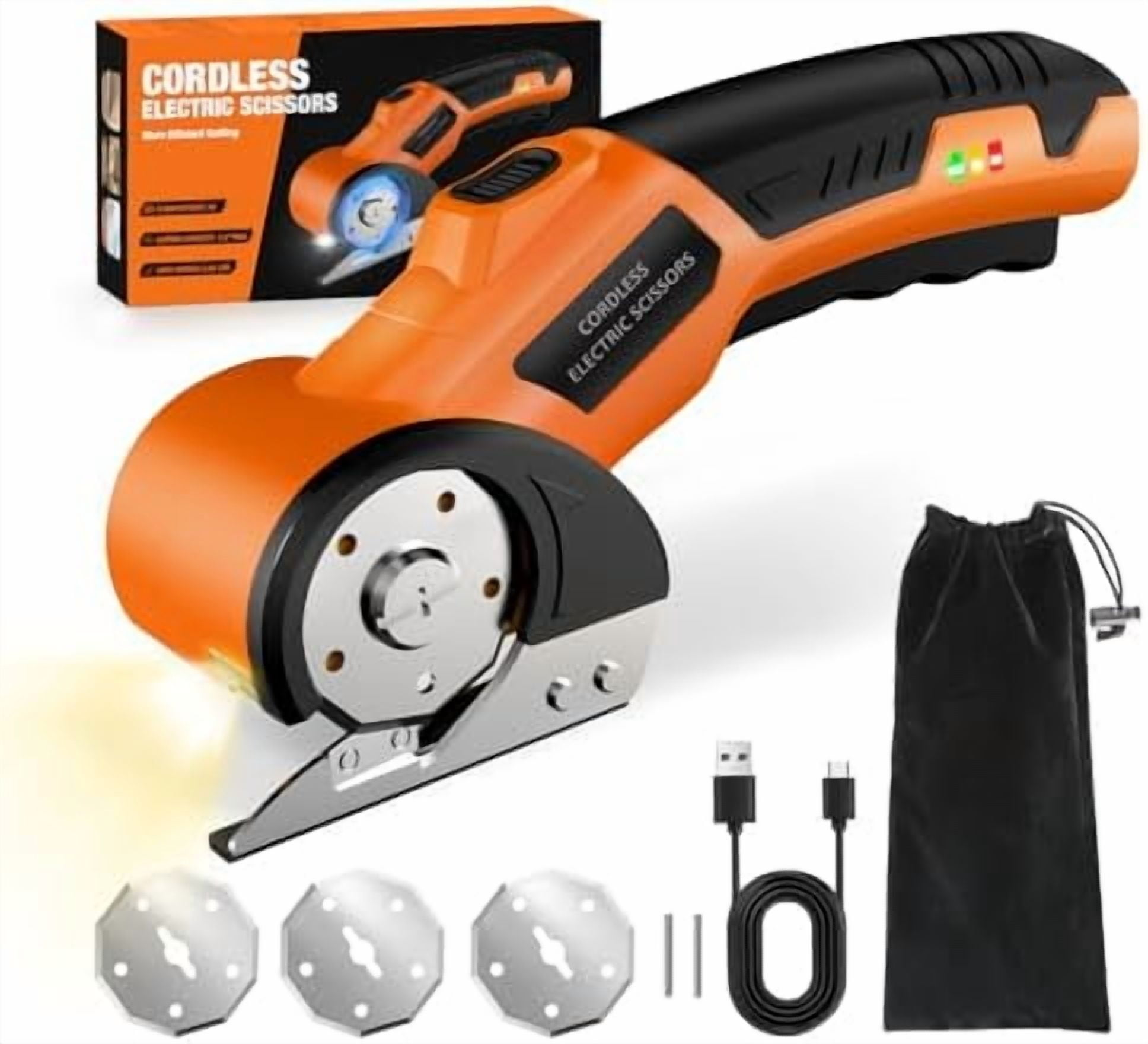 Cordless Electric Scissors,4V Rechargeable Cardboard Cutter Heavy Duty ...