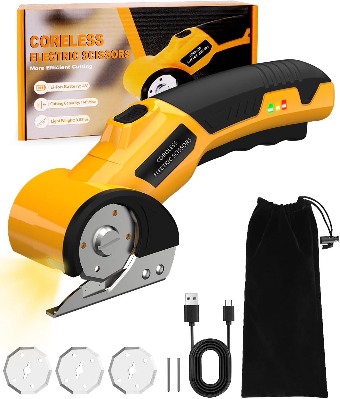 Cordless Electric Scissors,4V Rechargeable Cardboard Cutter Heavy Duty ...