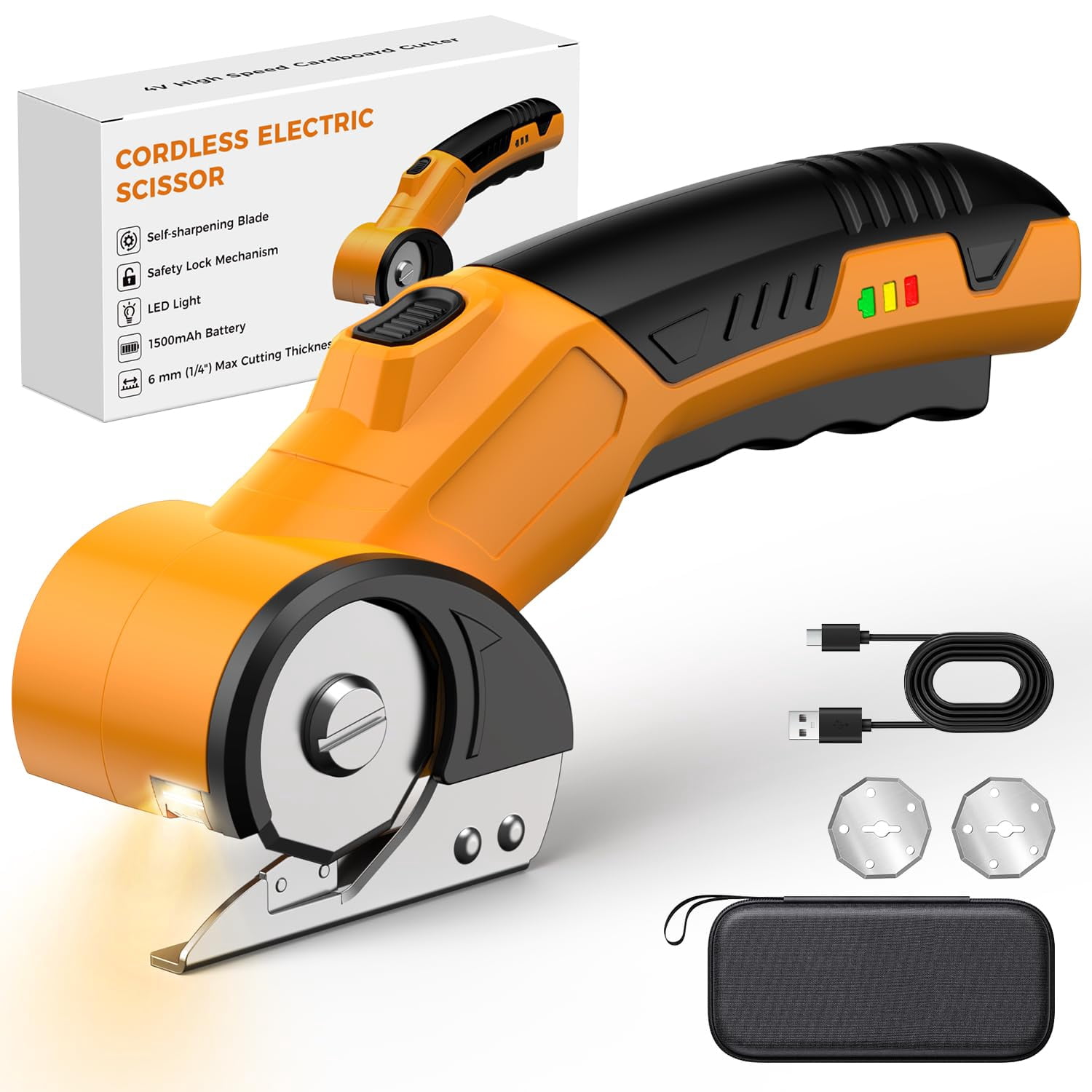 Cordless Electric Scissors, High Speed Cardboard Cutter, 4V 1500mAh ...