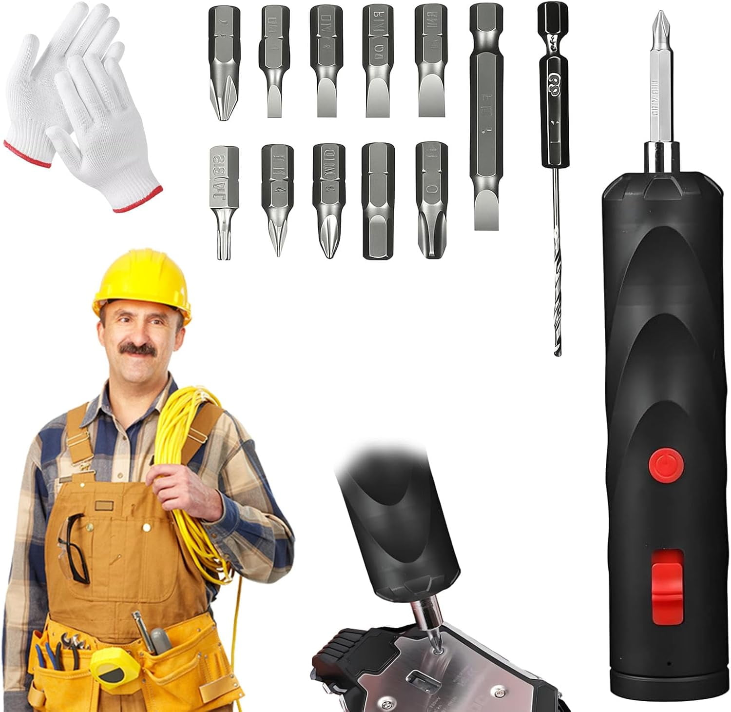 Cordless Electric Screwdriver, Rechargeable Mini Power Screwdriver Kit ...