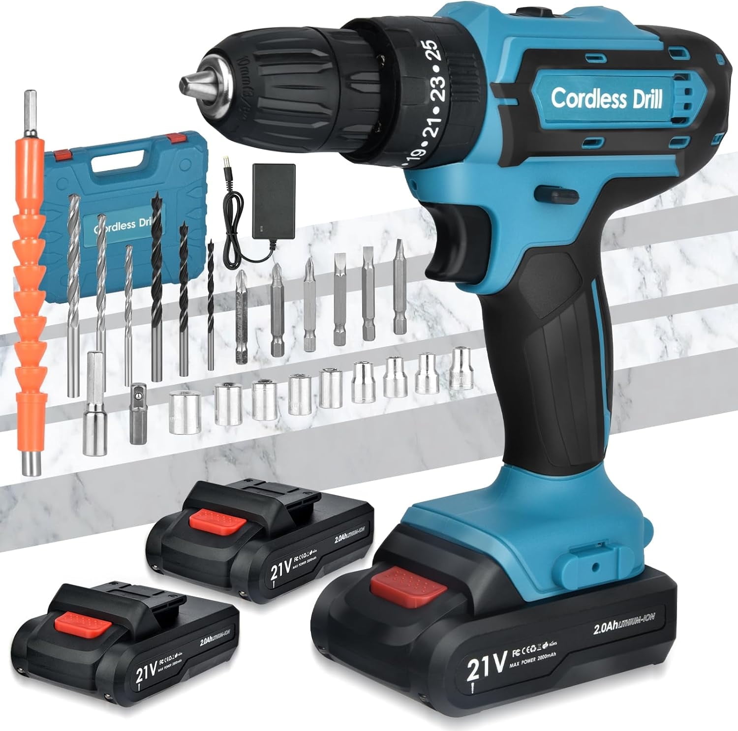 Cordless Electric Screwdriver Set Cordless Electric Drill Set with 2 x ...
