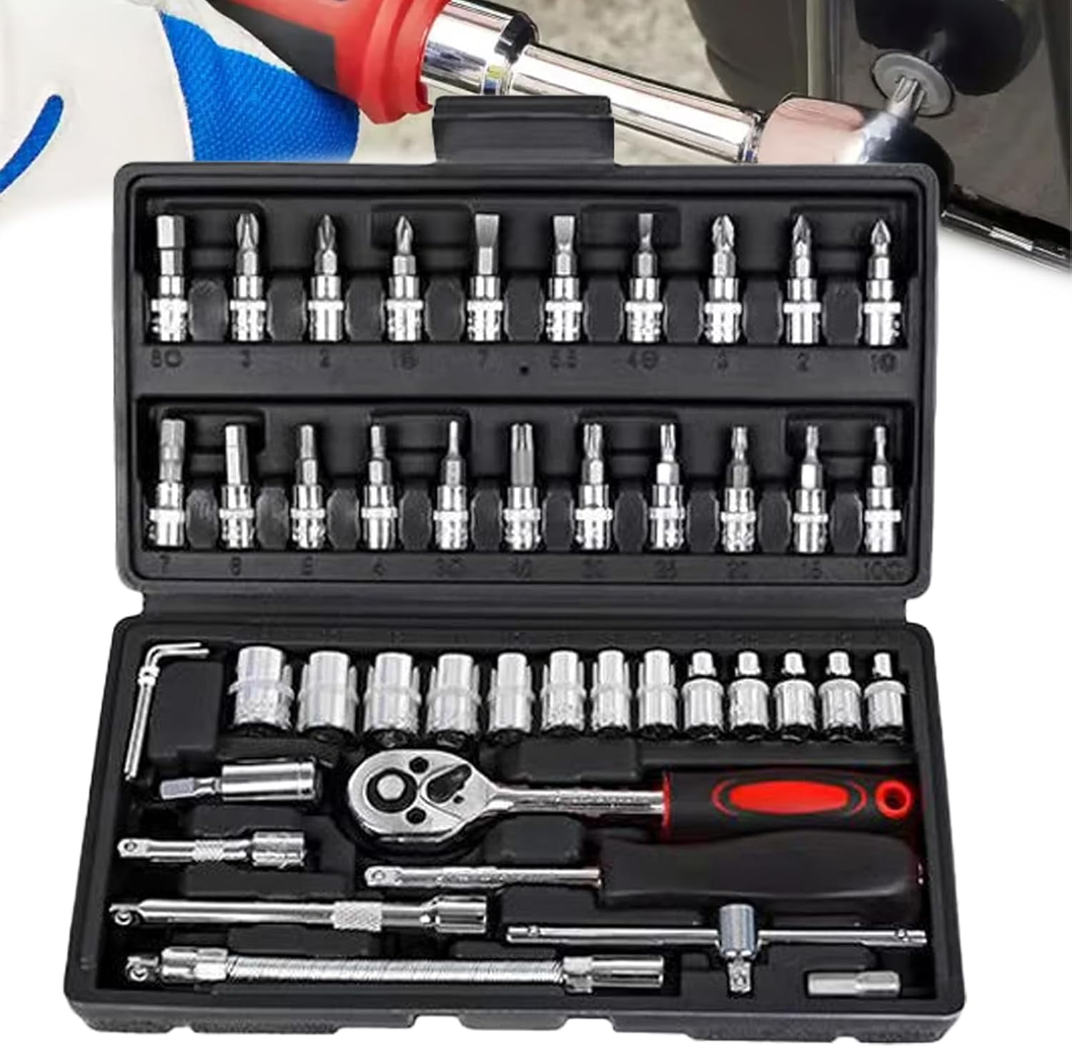 Cordless Electric Slim Ratchet Set, 46pcs Electric Ratchet, Slim ...