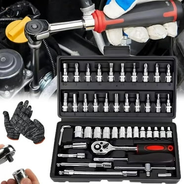 Cordless Slim Ratchet Set, Portable Hand Tool Set, 46 Piece 1/4-Inch ...