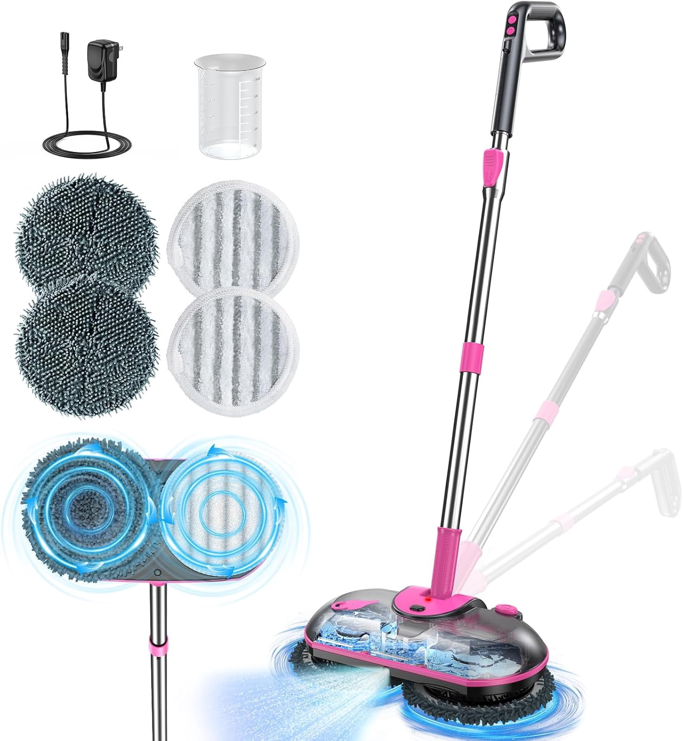 Cordless Electric Spin Mop with Water Sprayer, Self-Propelled Floor ...