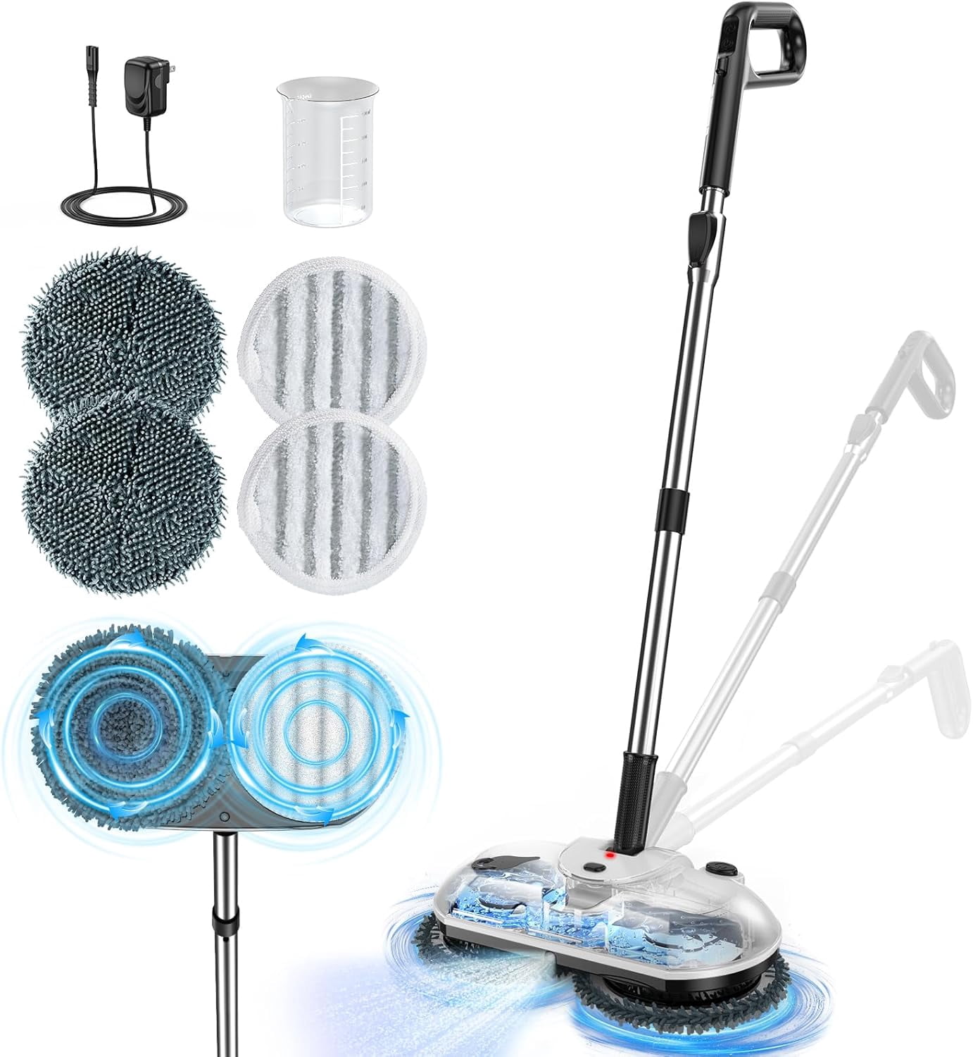 Cordless Electric Spin Mop with Water Sprayer, Self-Propelled Floor ...