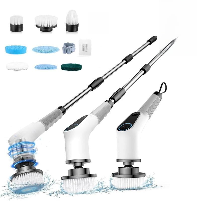 Cordless Electric Spin Scrubber with 4 Brush Heads & Extendable Handle ...