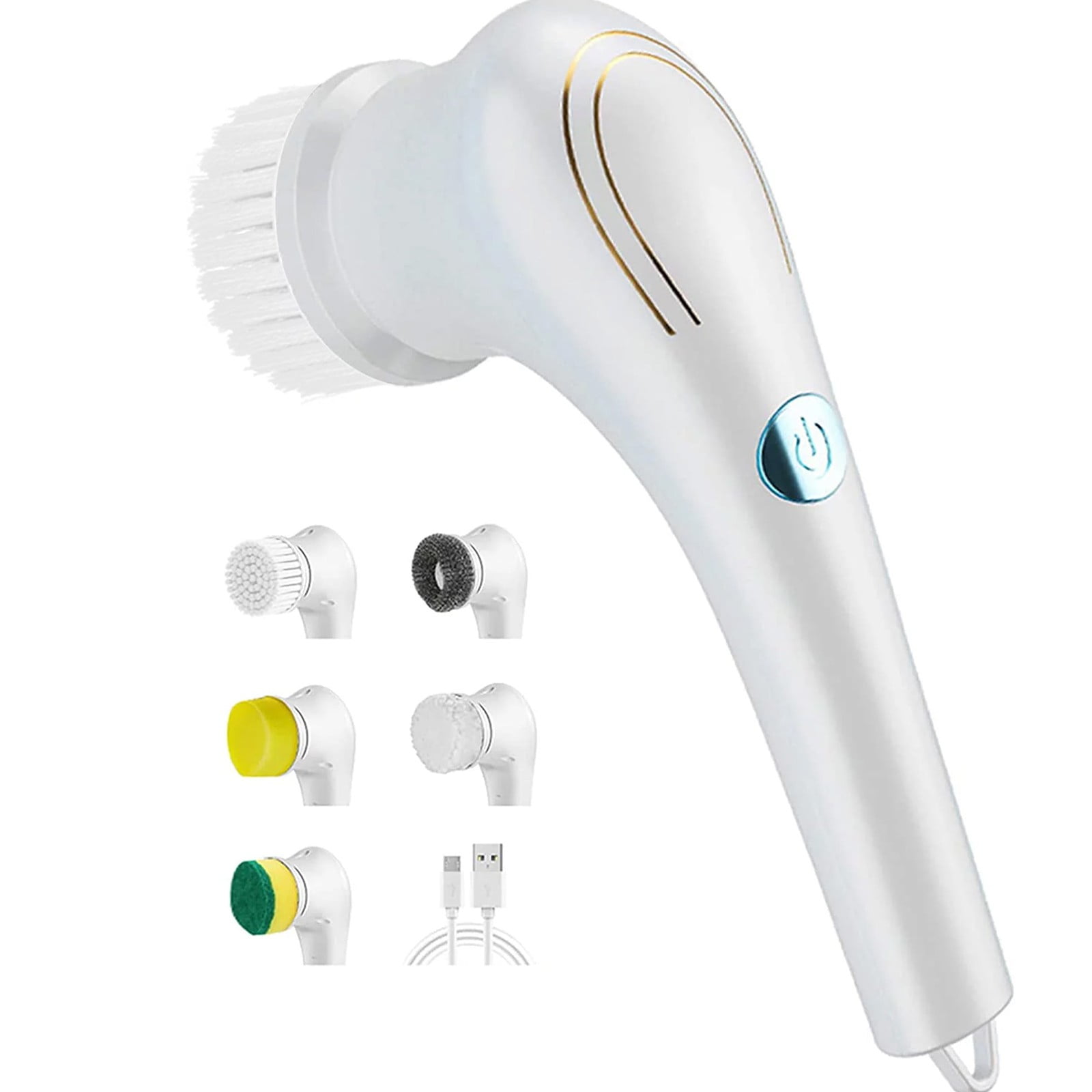 Cordless Electric Spin Scrubber with 5 Brush Heads - Rechargeable ...