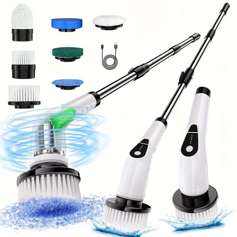 Cordless Electric Spin Scrubber with Battery Level Display, 7 ...