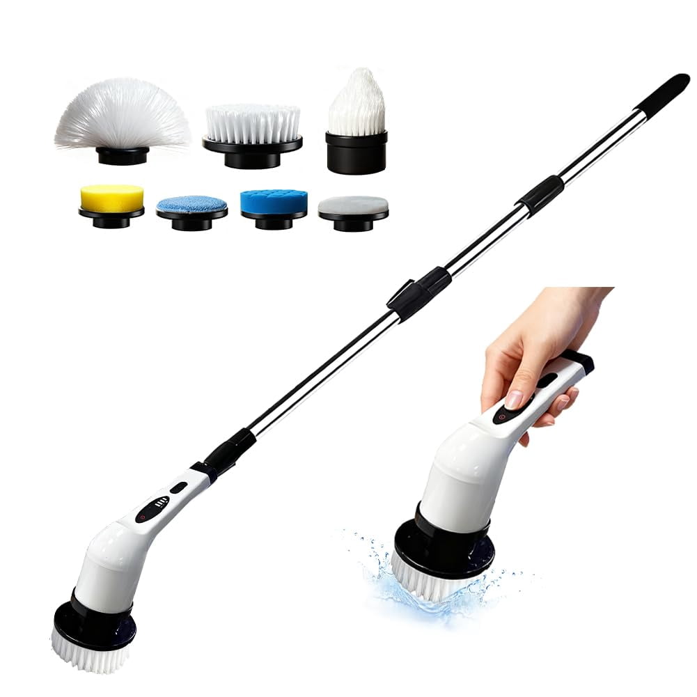 Cordless Electric Spin Scrubber, IPX7 Waterproof Power Scrubber with 9 ...