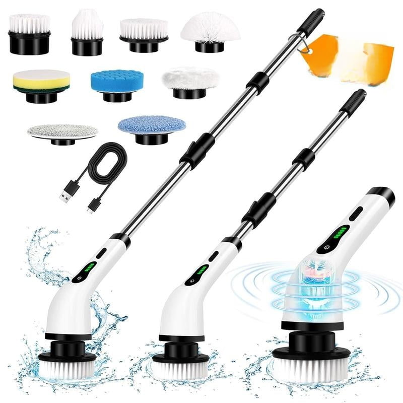 Cordless Electric Spin Scrubber - Rechargeable Power Cleaning Brush for Bathroom Tile, Tub ...