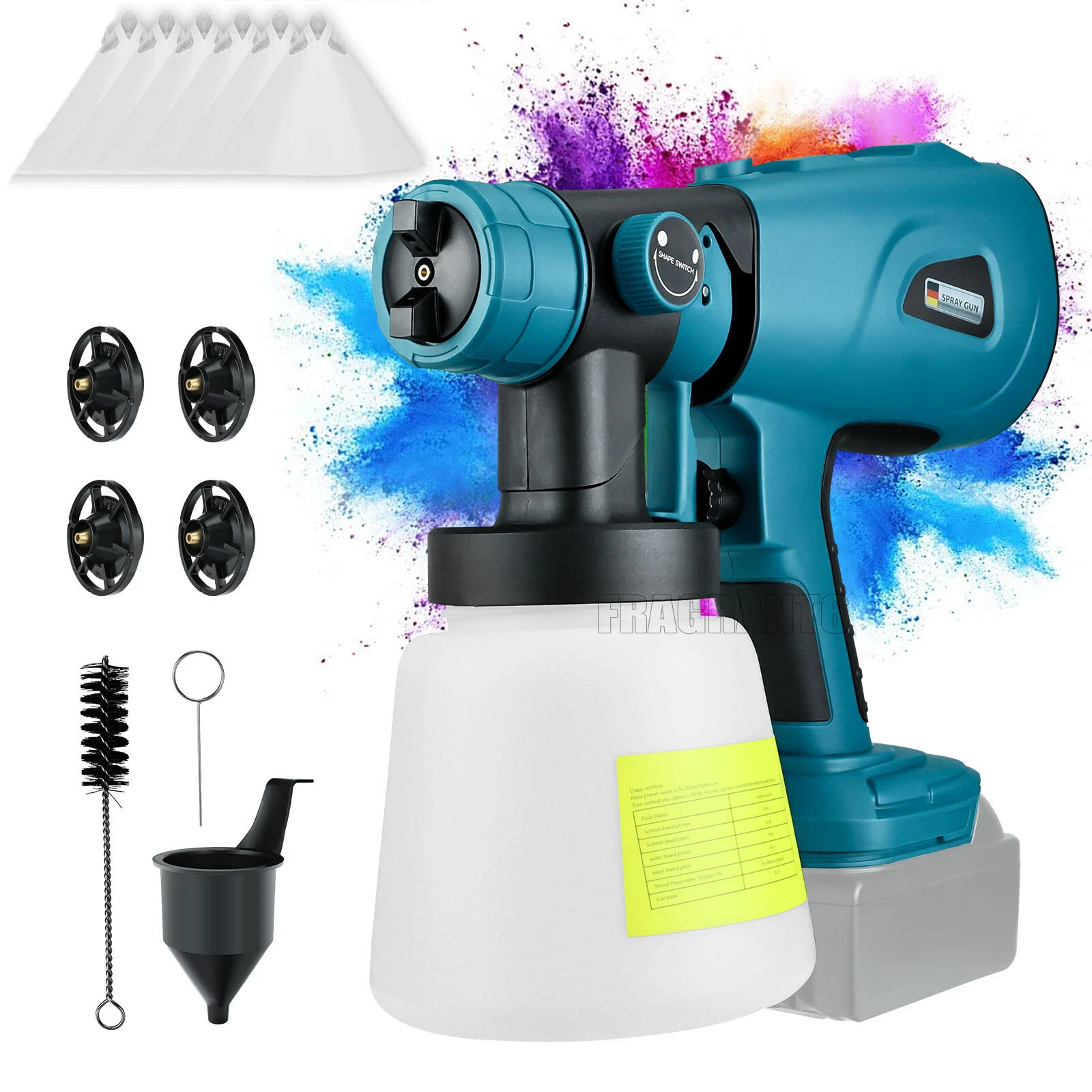 Cordless Electric Spray Gun Portable Paint Sprayer Auto Airbrush for ...